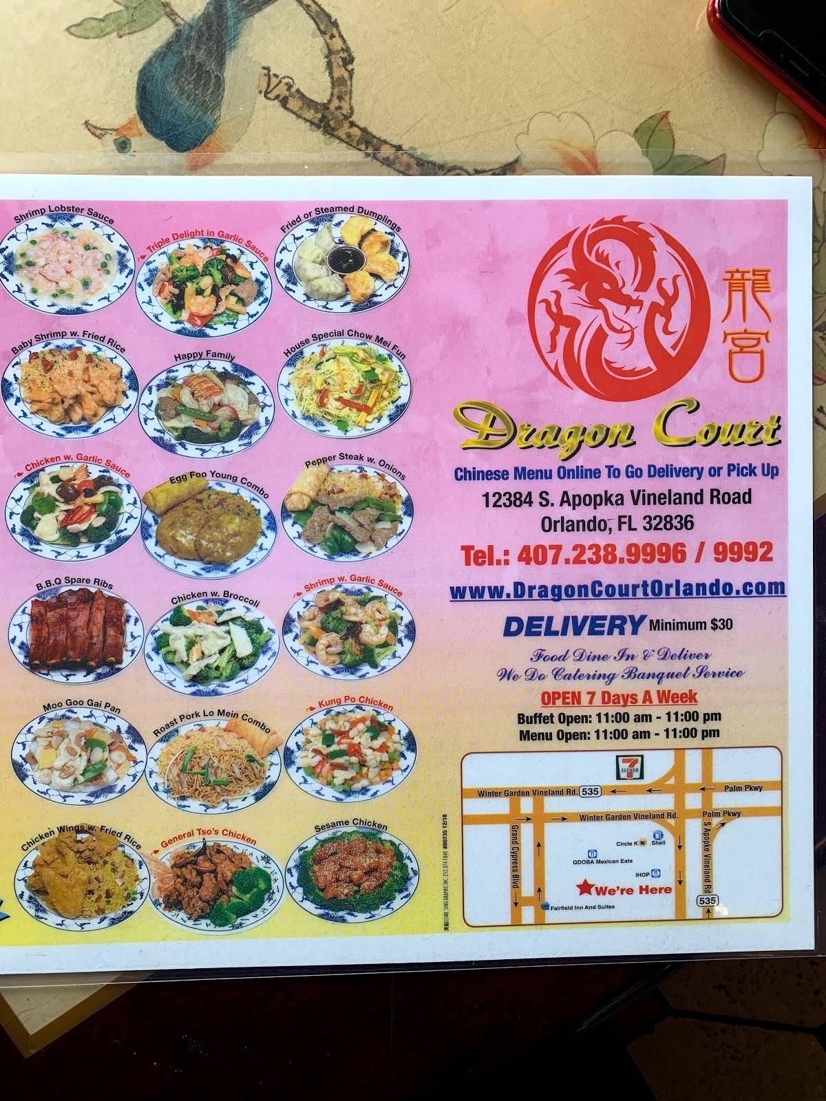 Menu at Dragon Court Super Buffet restaurant, Orlando, S Apopka Vineland Rd