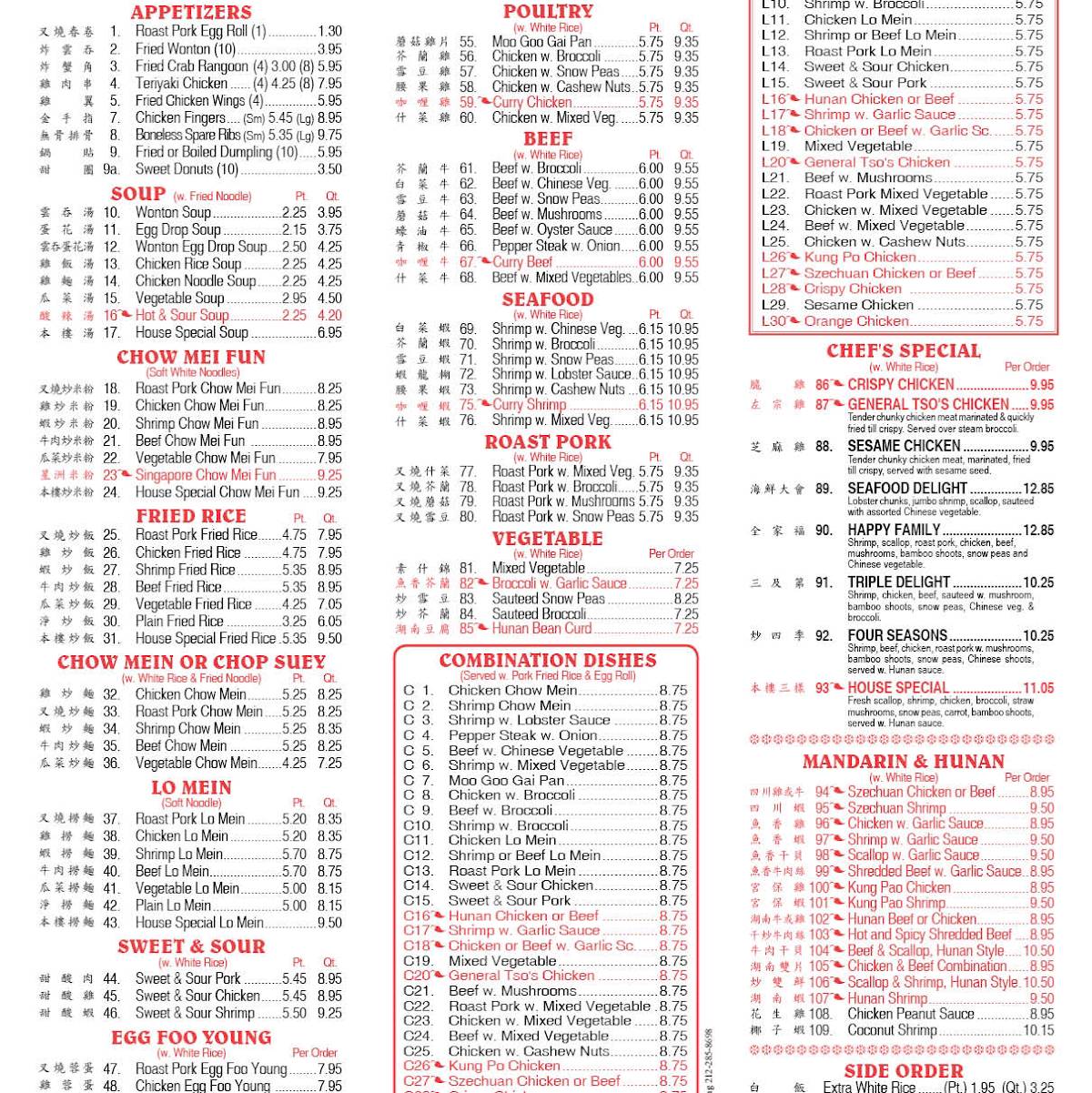 Menu at Dragon Garden Buffet restaurant, Saint Albans