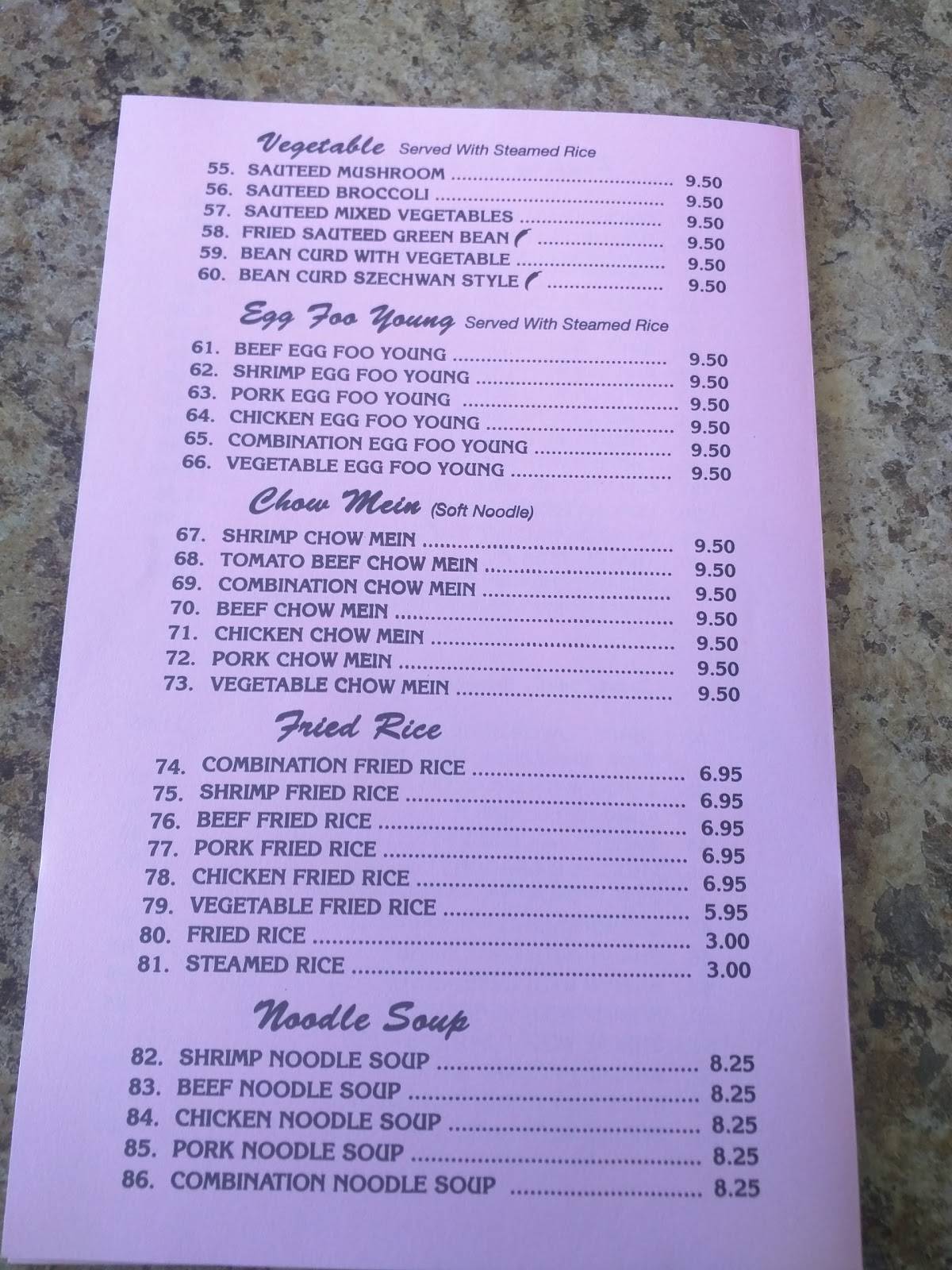Menu at Dragon Palace King Buffet restaurant, Paso Robles