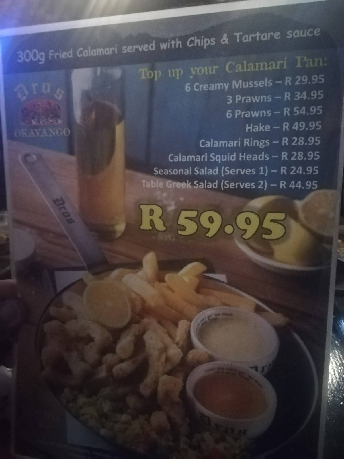 Menu at Dros Okavango restaurant, Cape Town, Okavango Crossing Shopping ...