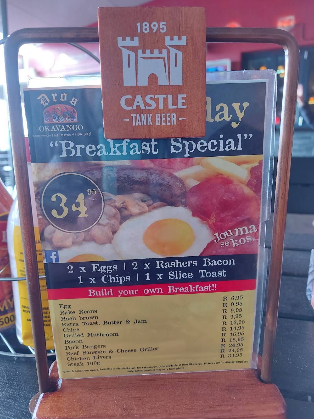 Menu at Dros Okavango restaurant, Cape Town, Okavango Crossing Shopping ...