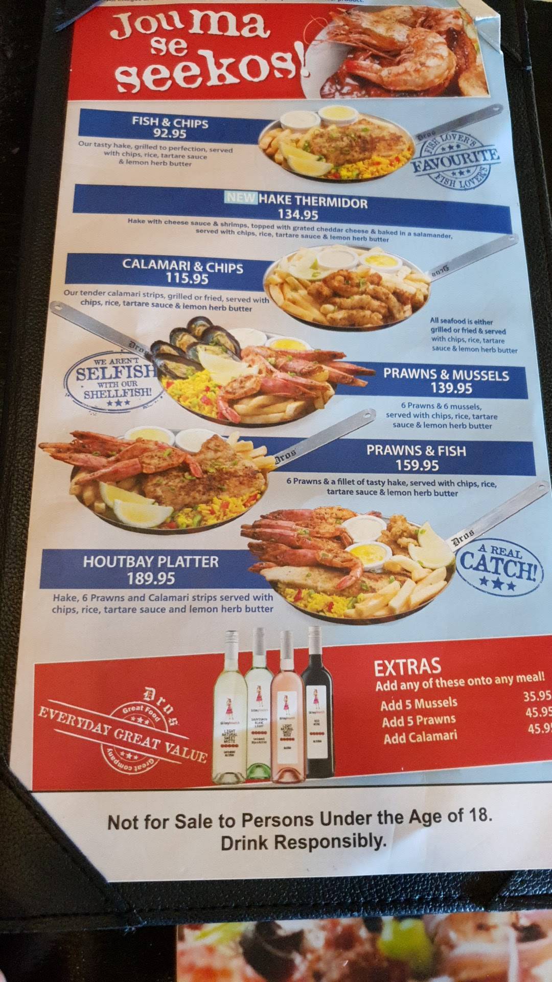 Menu at Dros Okavango restaurant, Cape Town, Okavango Crossing Shopping ...