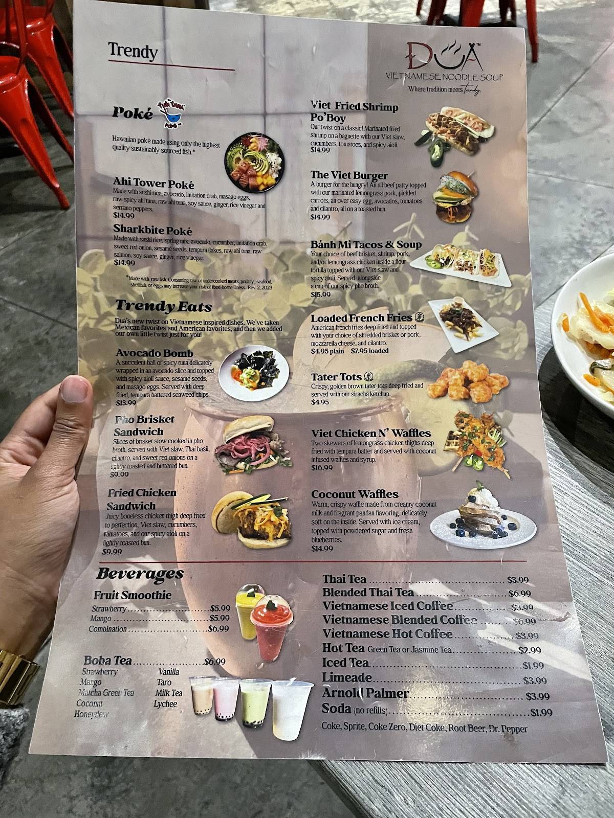 Menu at Dua Hapeville restaurant, Atlanta, 760 S Central Ave