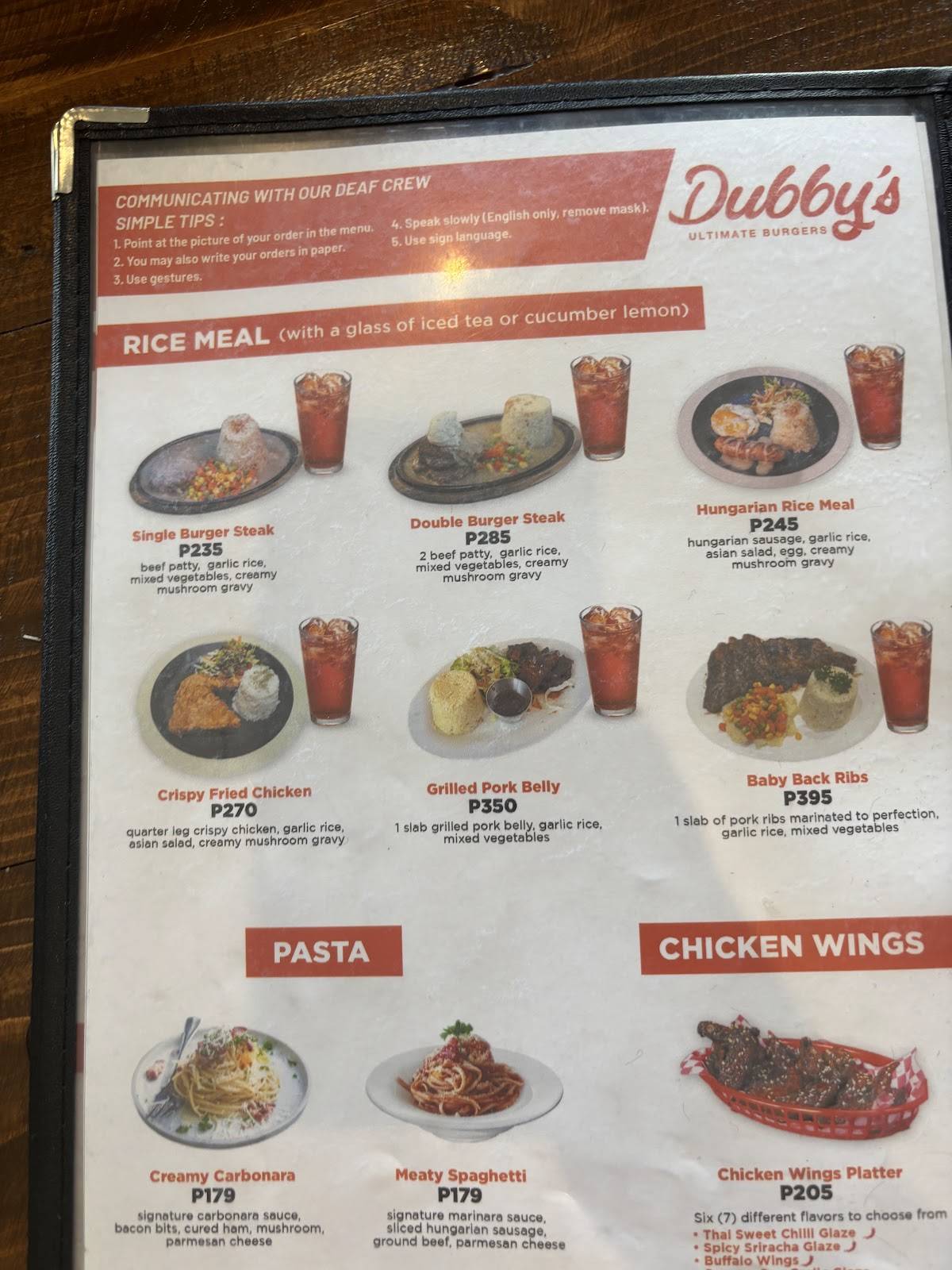 Menu at Dubby's Ultimate Burgers restaurant, Mandaue City