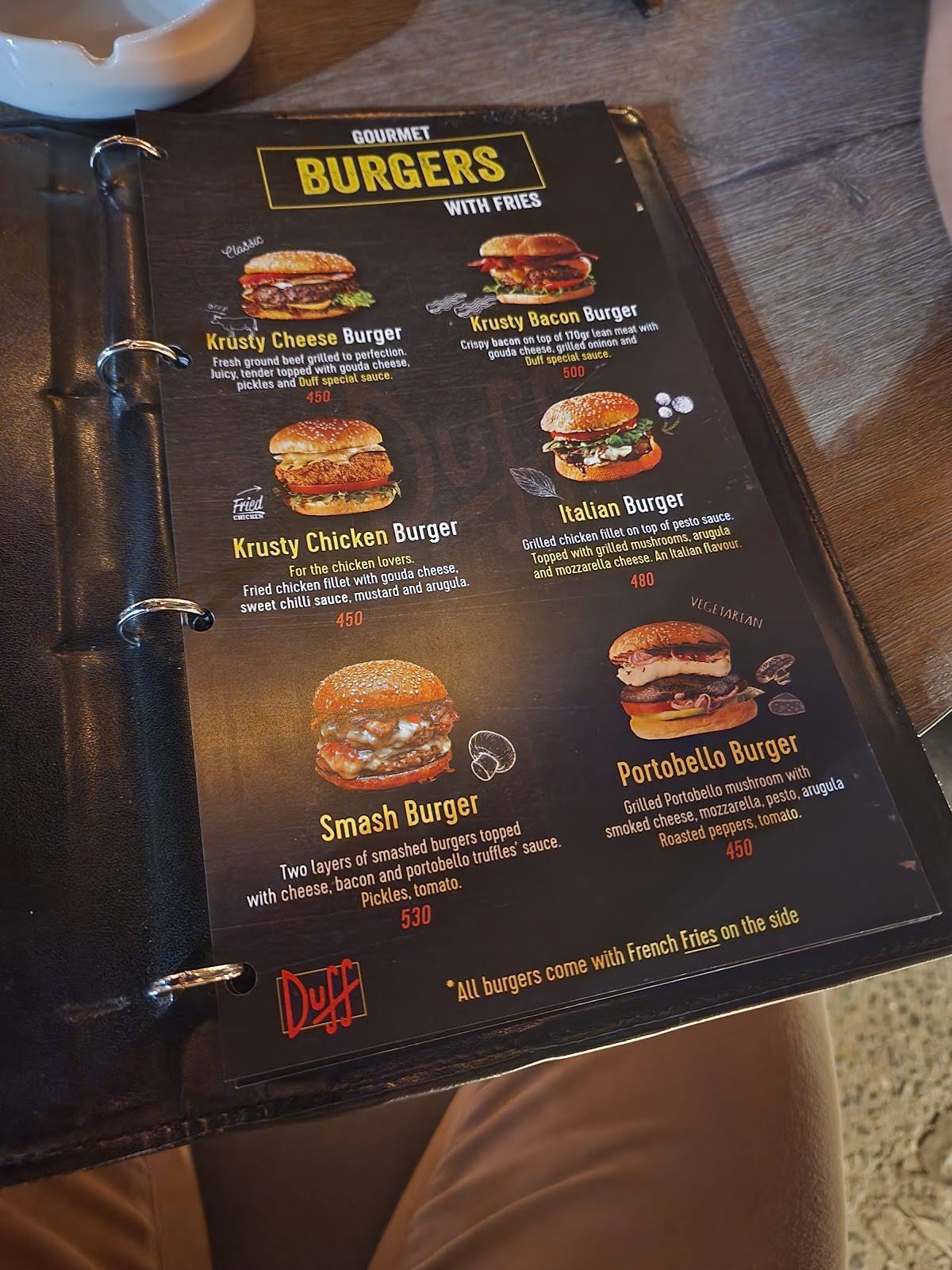 Menu at Duff Arena pub & bar, Tirana