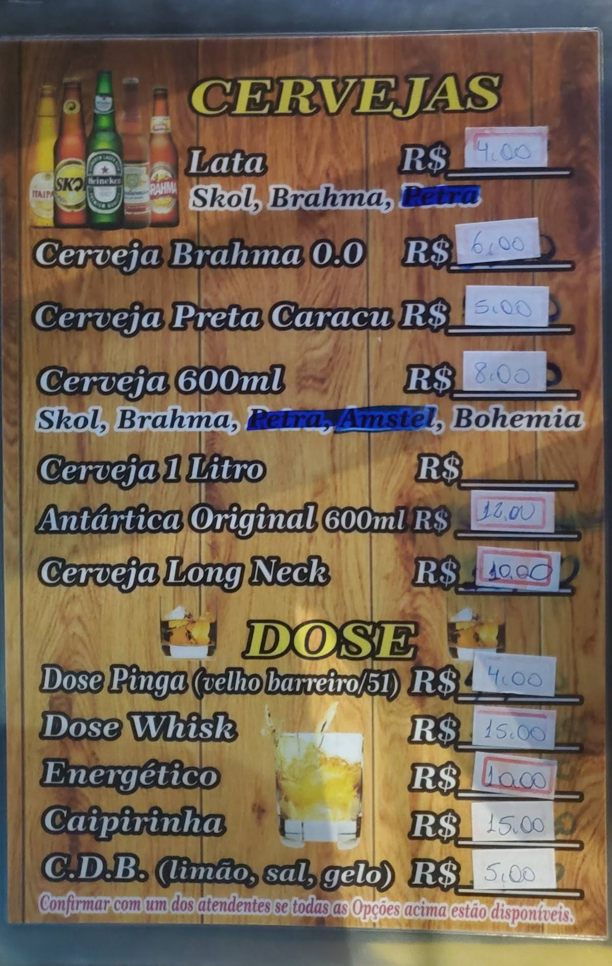 Menu em EPP restaurante, Colíder