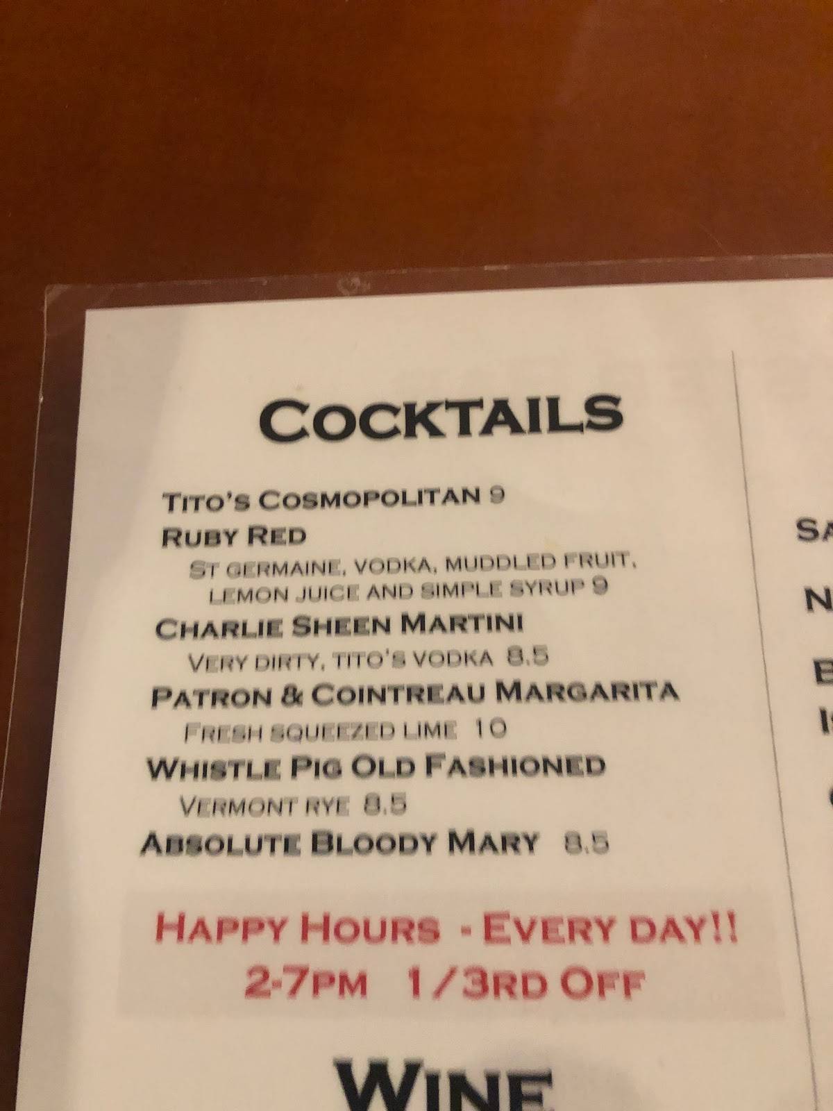 Menu at Eagle Grill & Oyster Bar, Greenacres