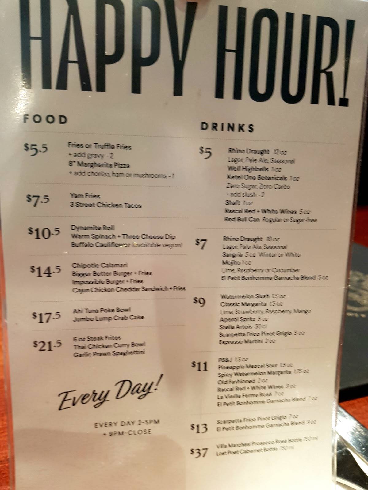 Earls happy hour menu store