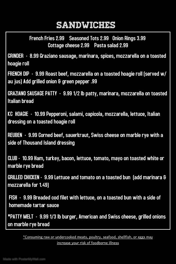 Menu at East Side Eddie's Neighborhood Bar & Grill, Des Moines