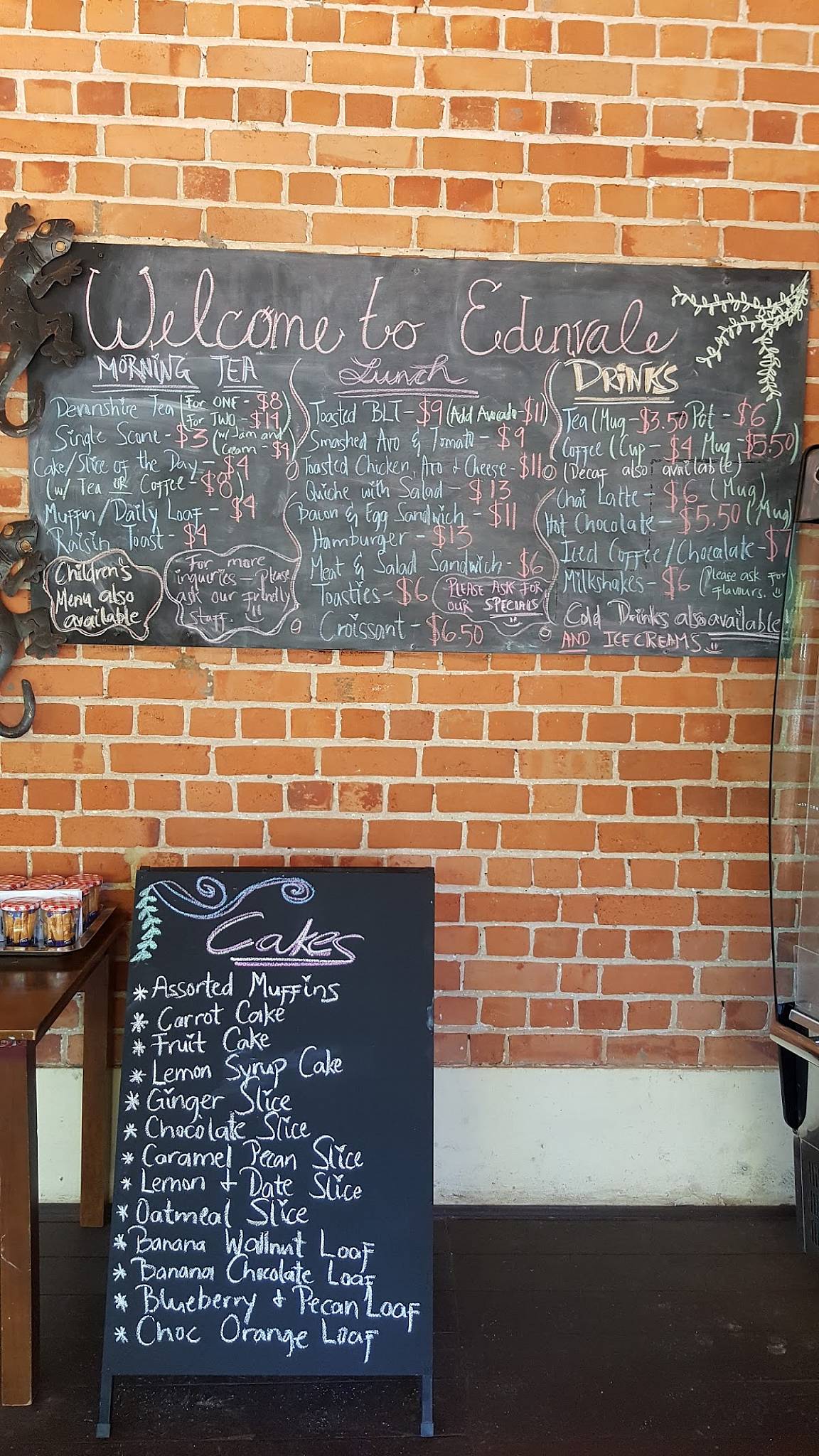 Menu at Edenvale Heritage Tea Rooms cafe, Pinjarra