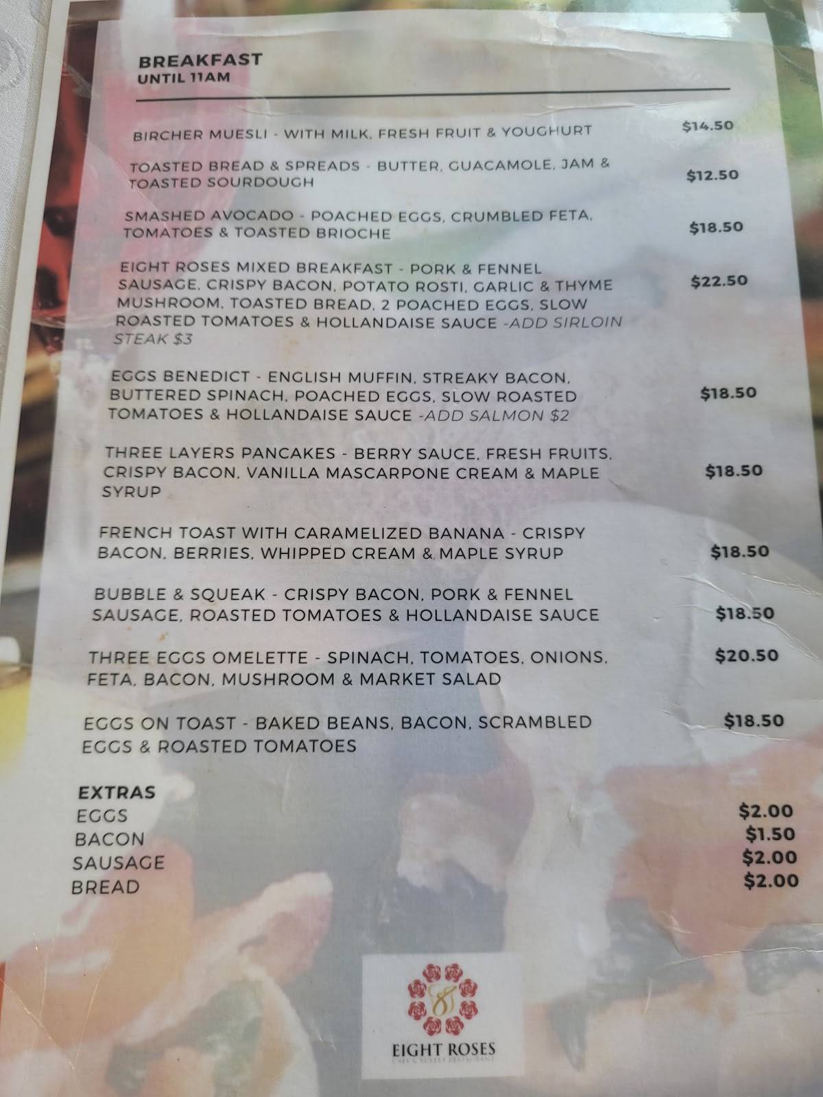 Menu at Eight Roses Buffet Restaurant, Auckland