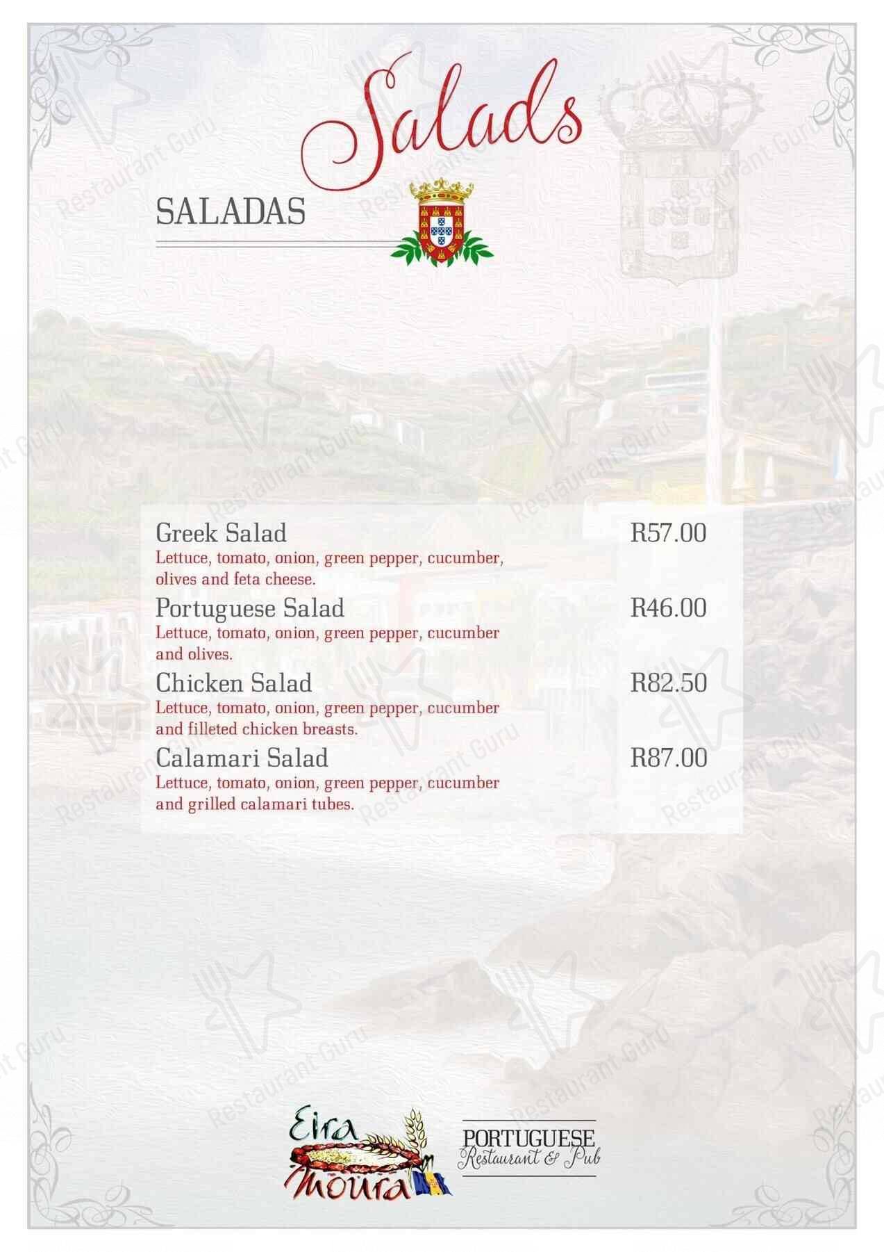 Menu at Eira Moura restaurant, Edenvale