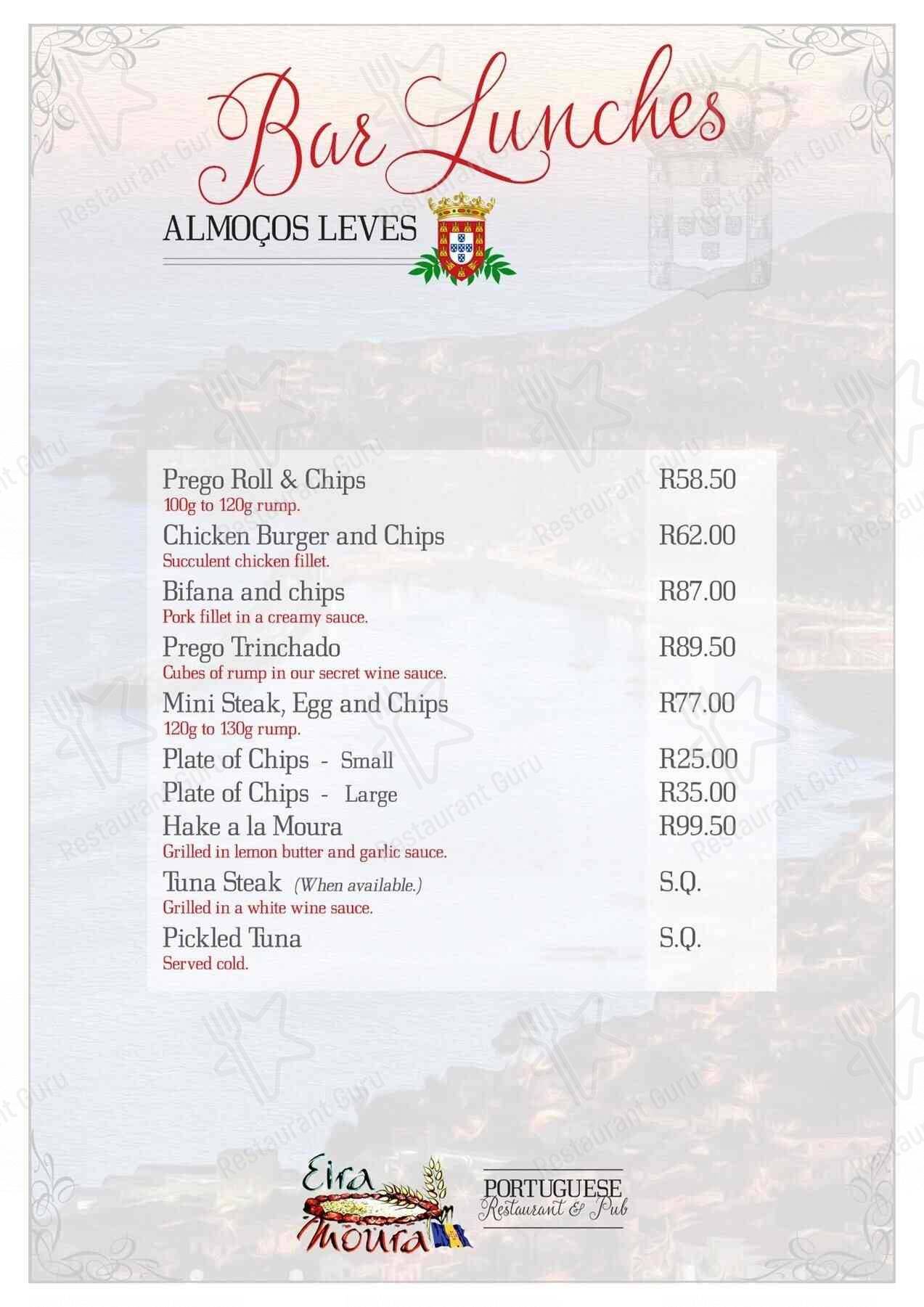 Menu at Eira Moura restaurant, Edenvale