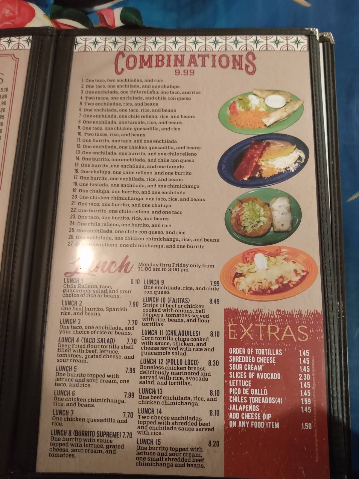 Menu at El Agave Mexican Restaurant, Minden