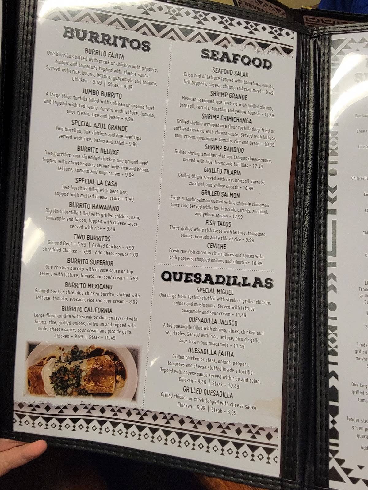 Menu at El Azul Grande restaurant, Pikeville