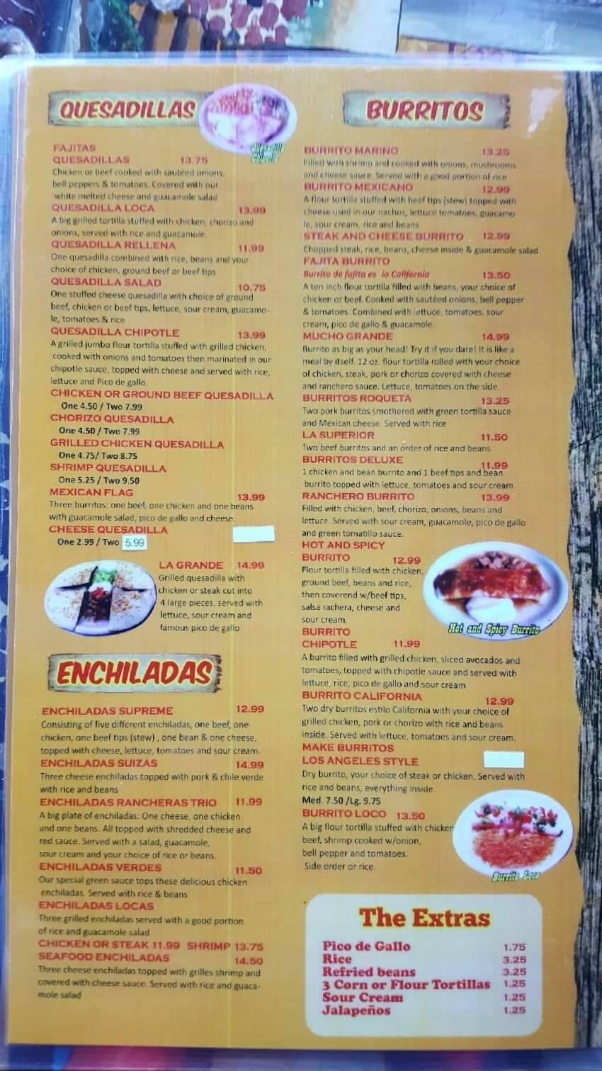 Menu at El Burrito Loco restaurant, Big Rapids