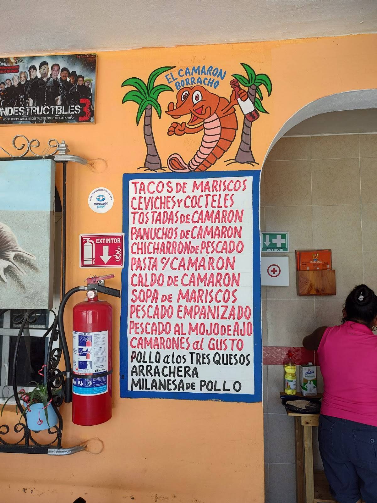 Menu at El Camarón Borracho restaurant, Cancún