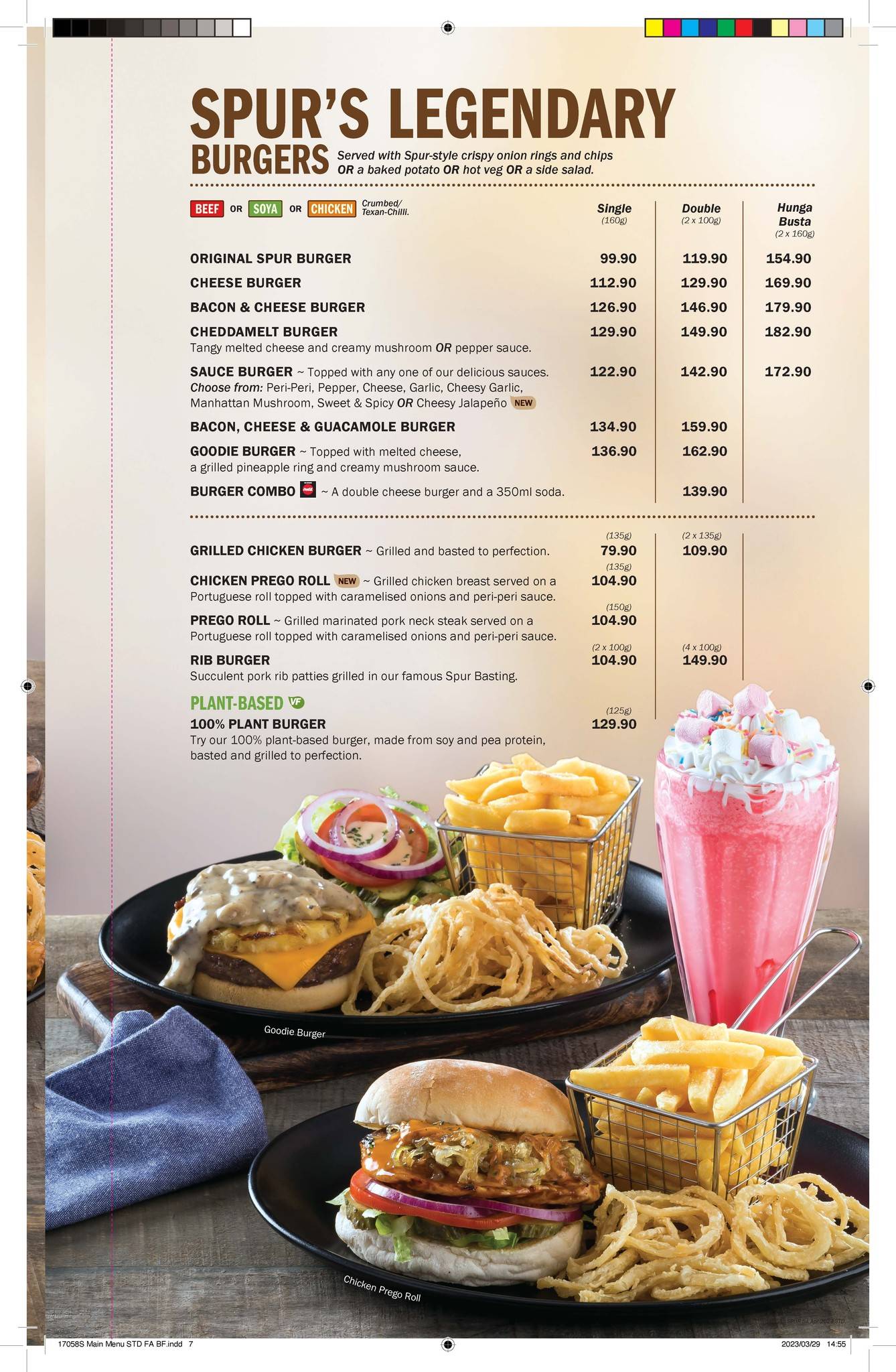 Menu at El Condor Spur restaurant, Standerton