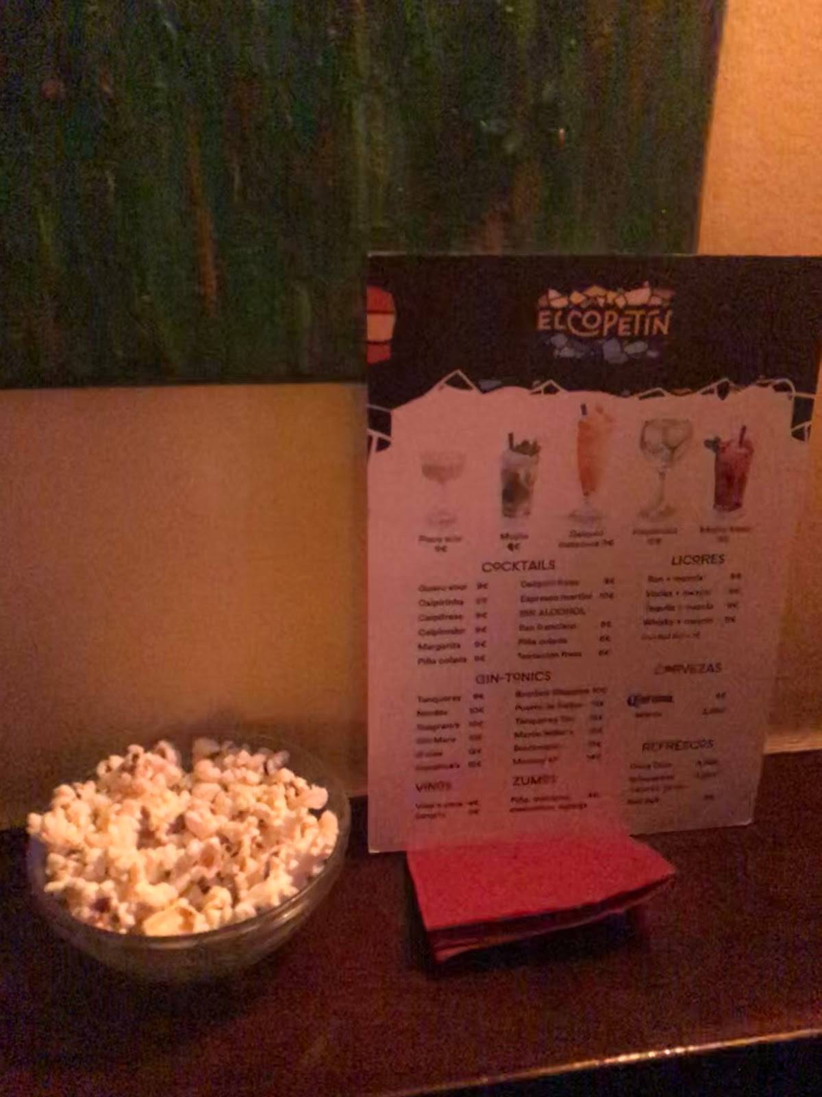Carta del pub y bar El Copetín, Barcelona