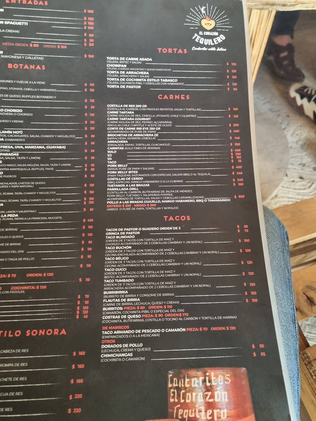 Carta del pub y bar El Corazon Tequilero, Alpuyeca, Carretera Taxco ...