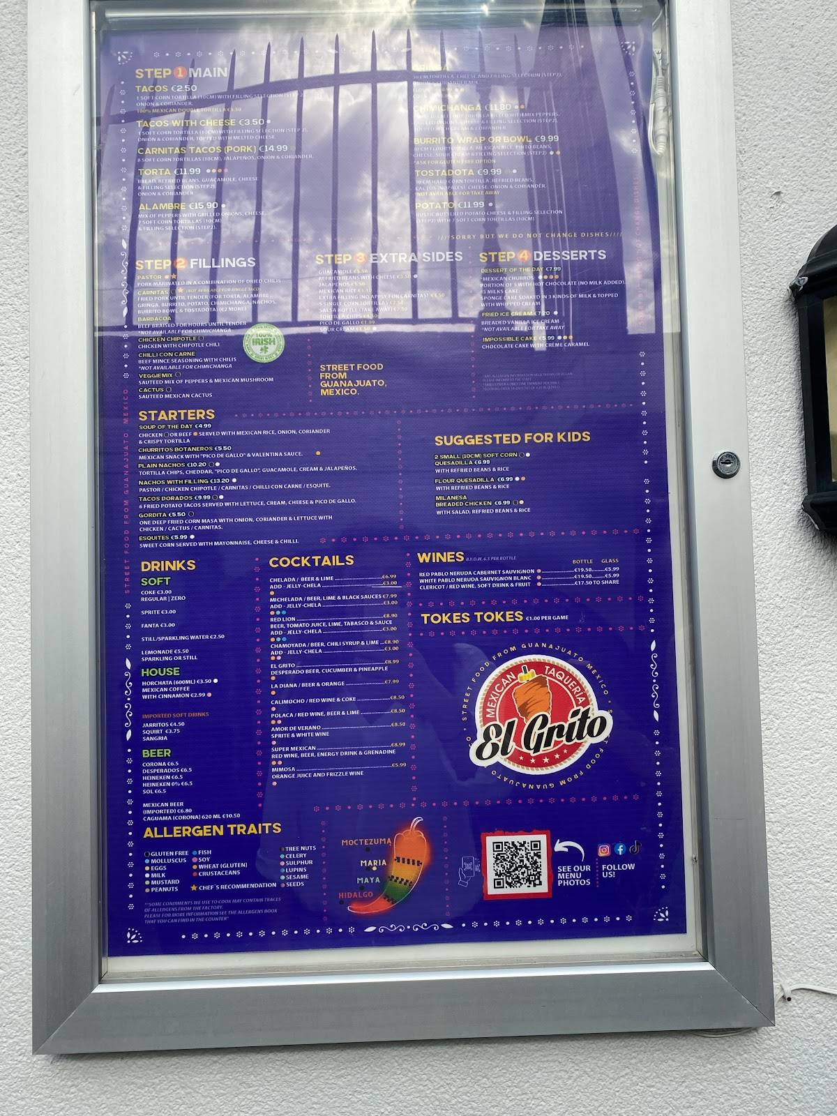 Menu at El Grito Mexican Taqueria Mountjoy Square restaurant, Dublin ...