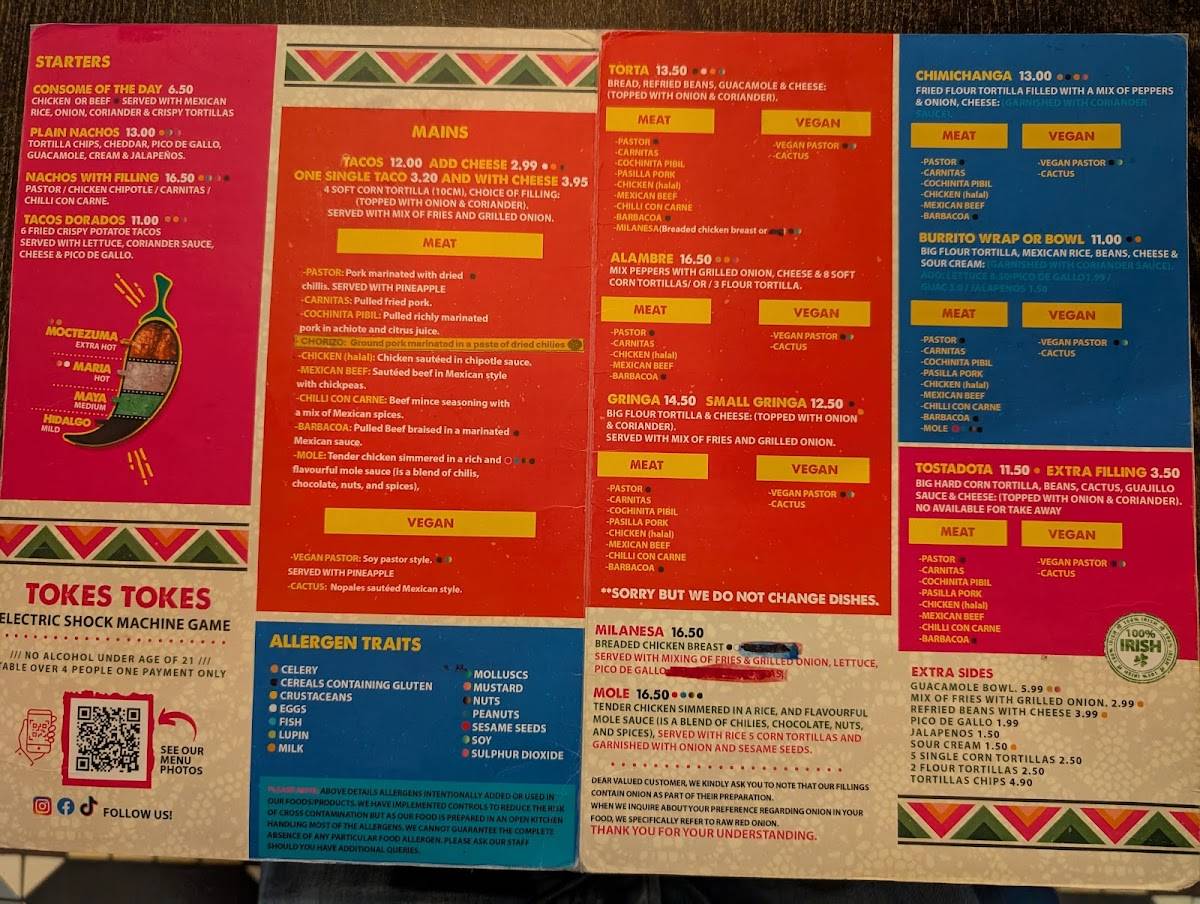 Menu at El Grito Mexican Taqueria Mountjoy Square restaurant, Dublin ...