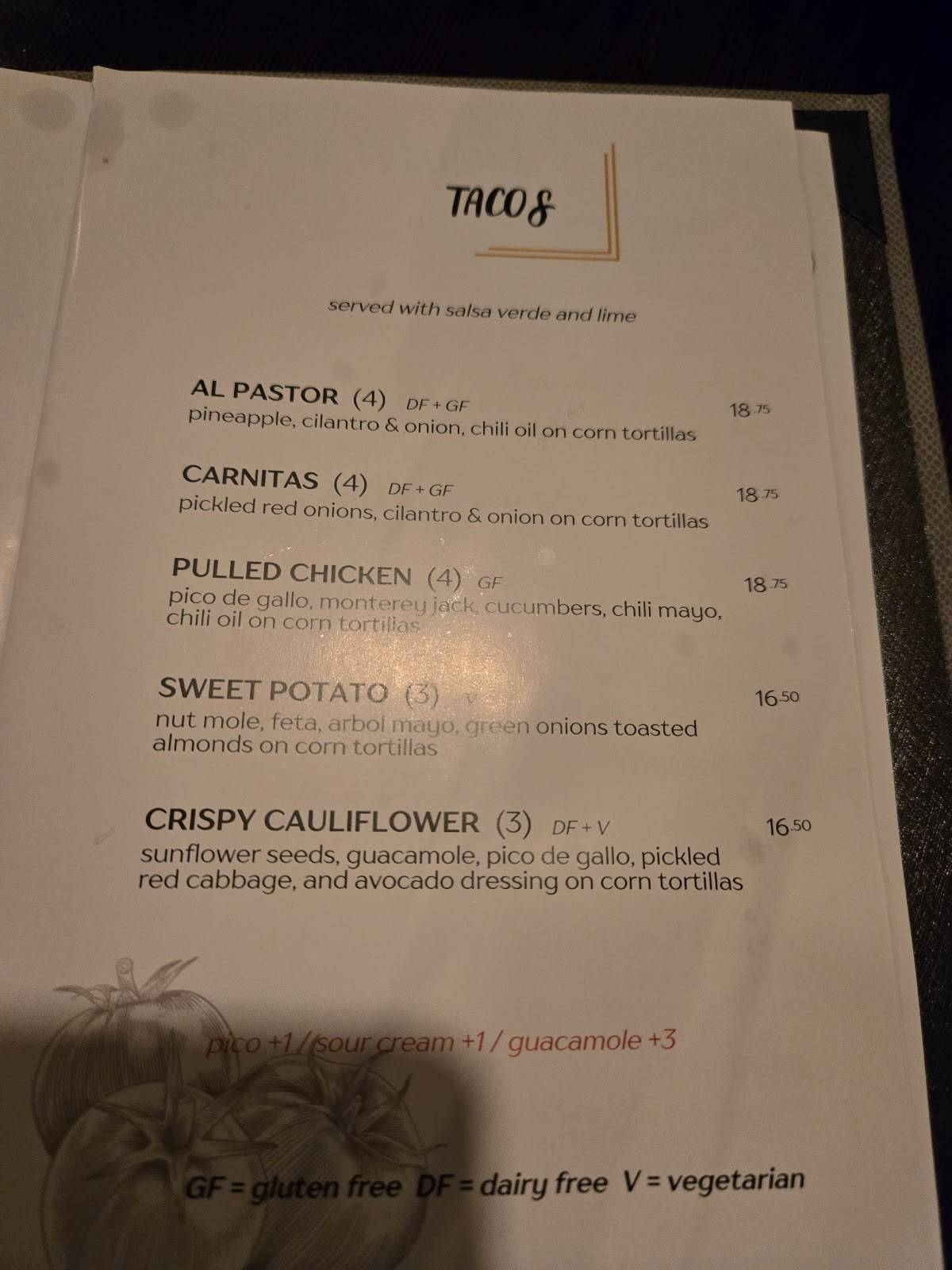 Menu au El Guapo - Mexican Restaurant Vancouver, Vancouver