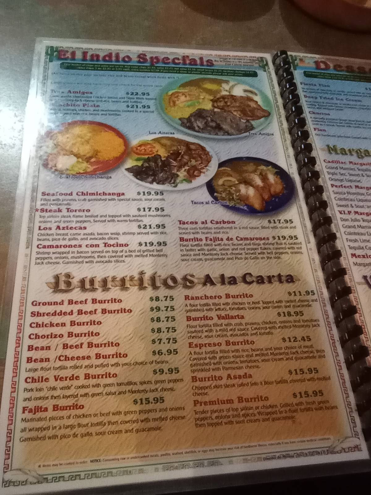 Menu at El Indio Mexican Restaurant, Portland, SE Stark St