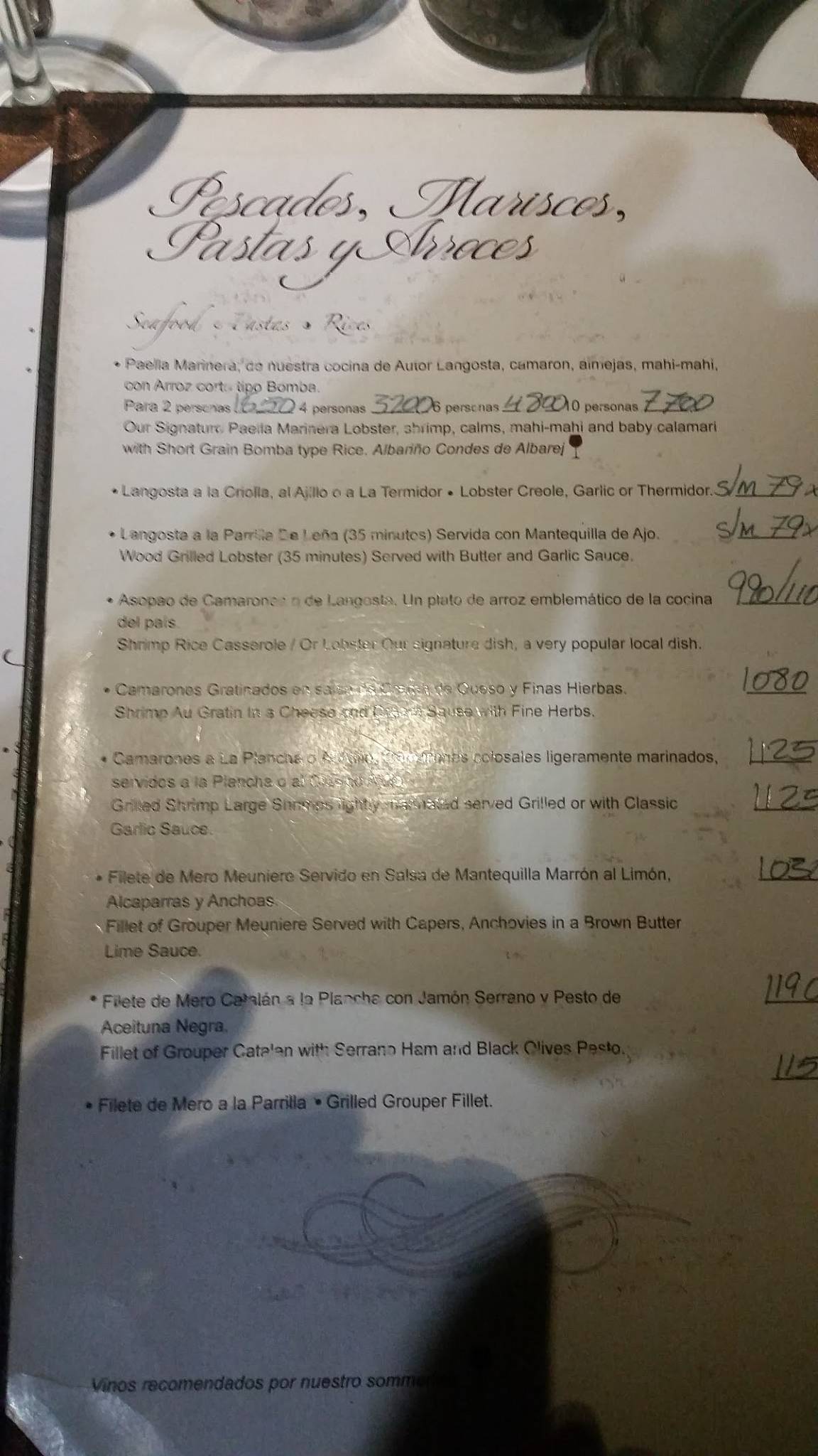 Carta del restaurante El Mesón del la Cava, Santo Domingo