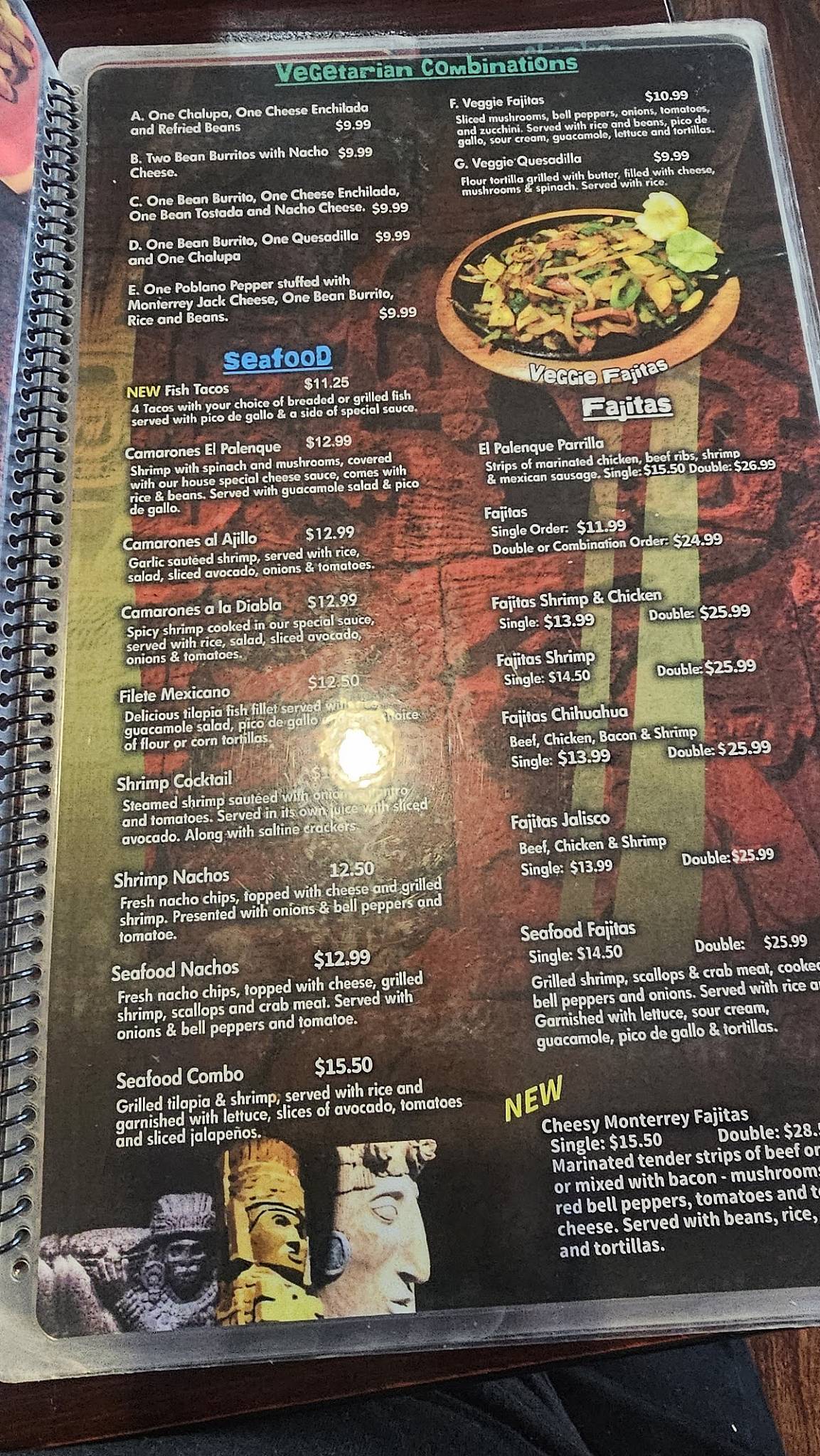 Menu at El Palenque Mexican Cuisine restaurant, Ash Flat