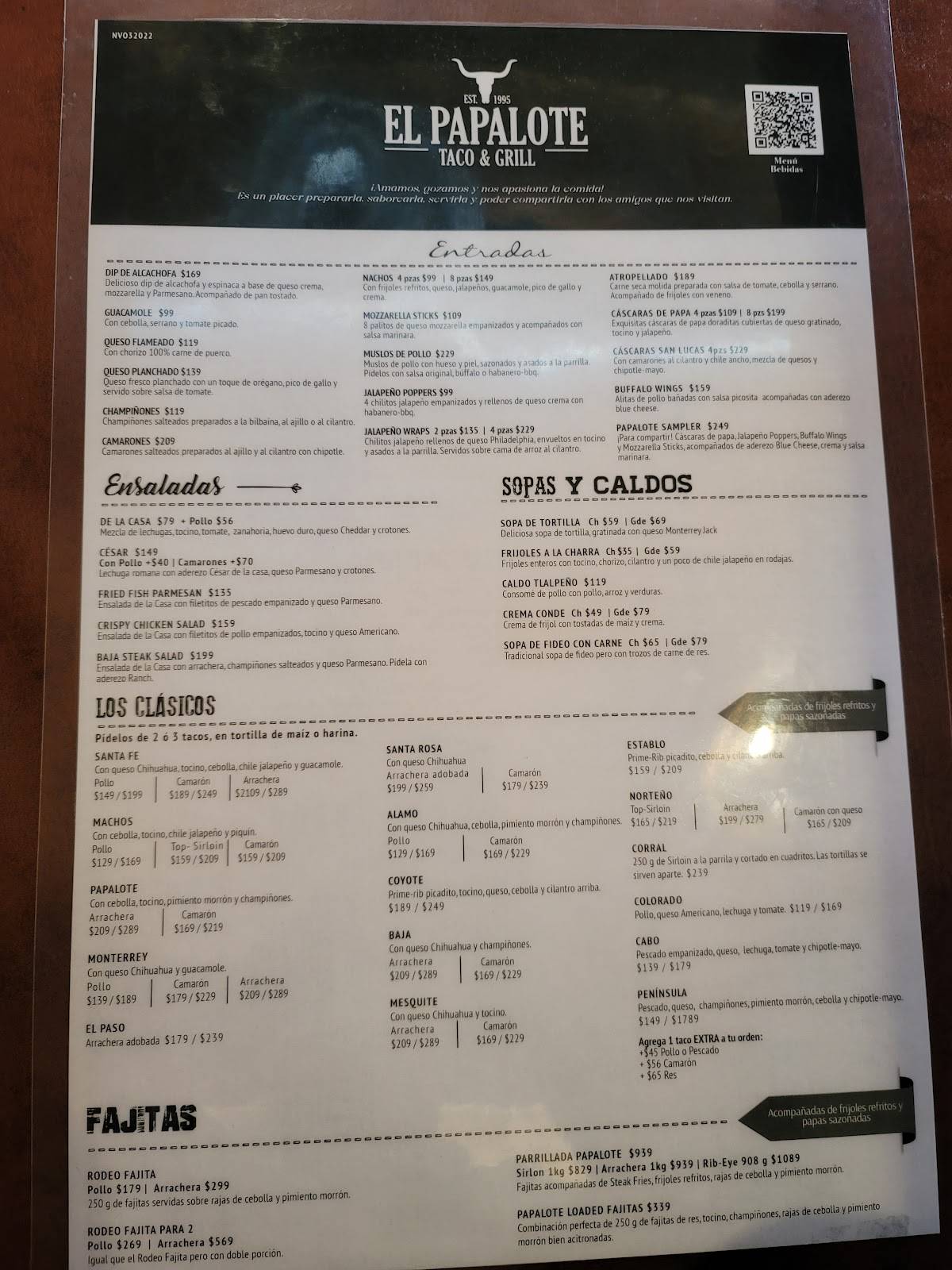 Carta del restaurante El Papalote Taco & Grill Contry, Monterrey, Av ...