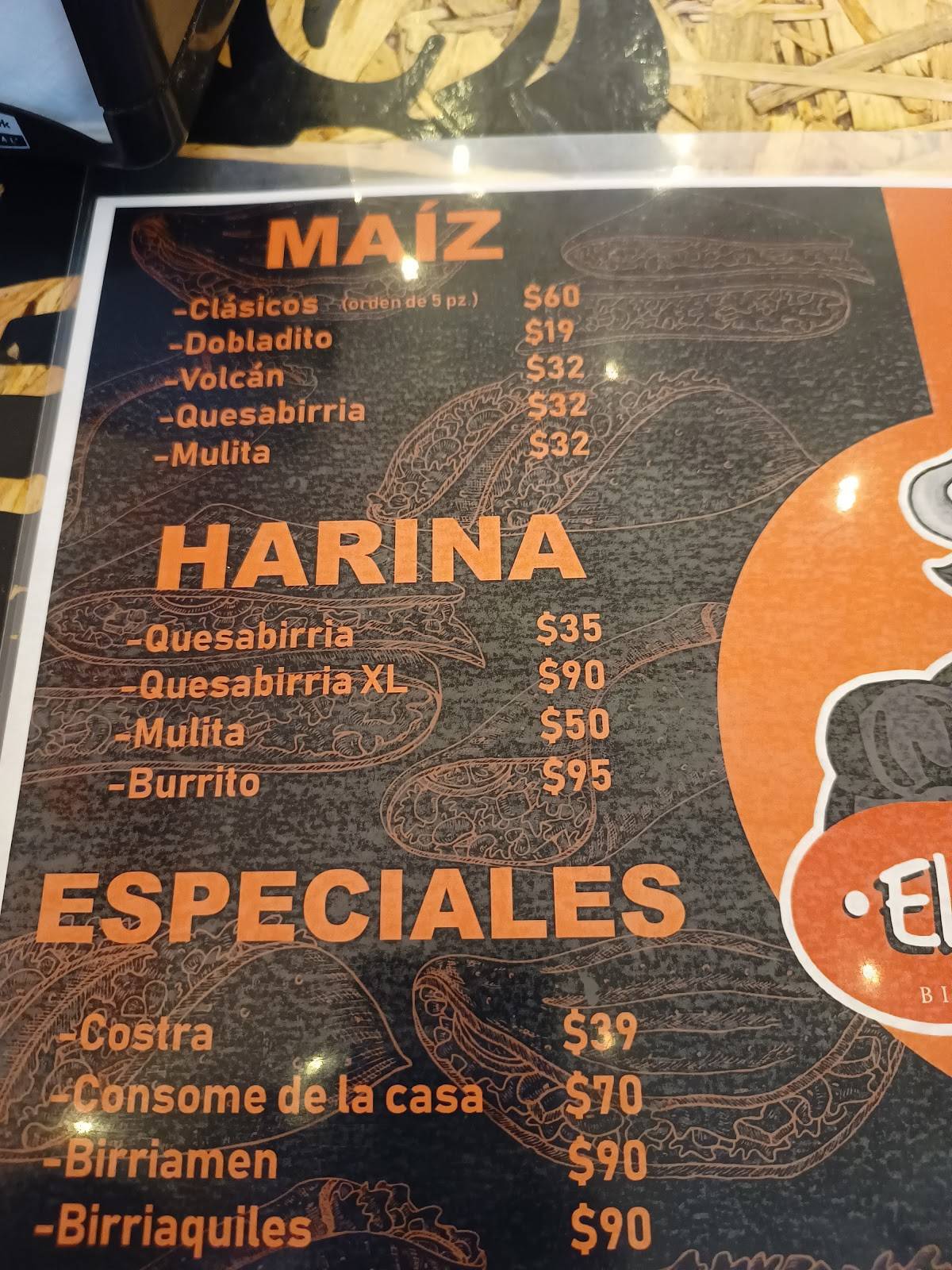 Carta del restaurante El Pariente Birrieria - Suc. Hidalgo, Tehuacán