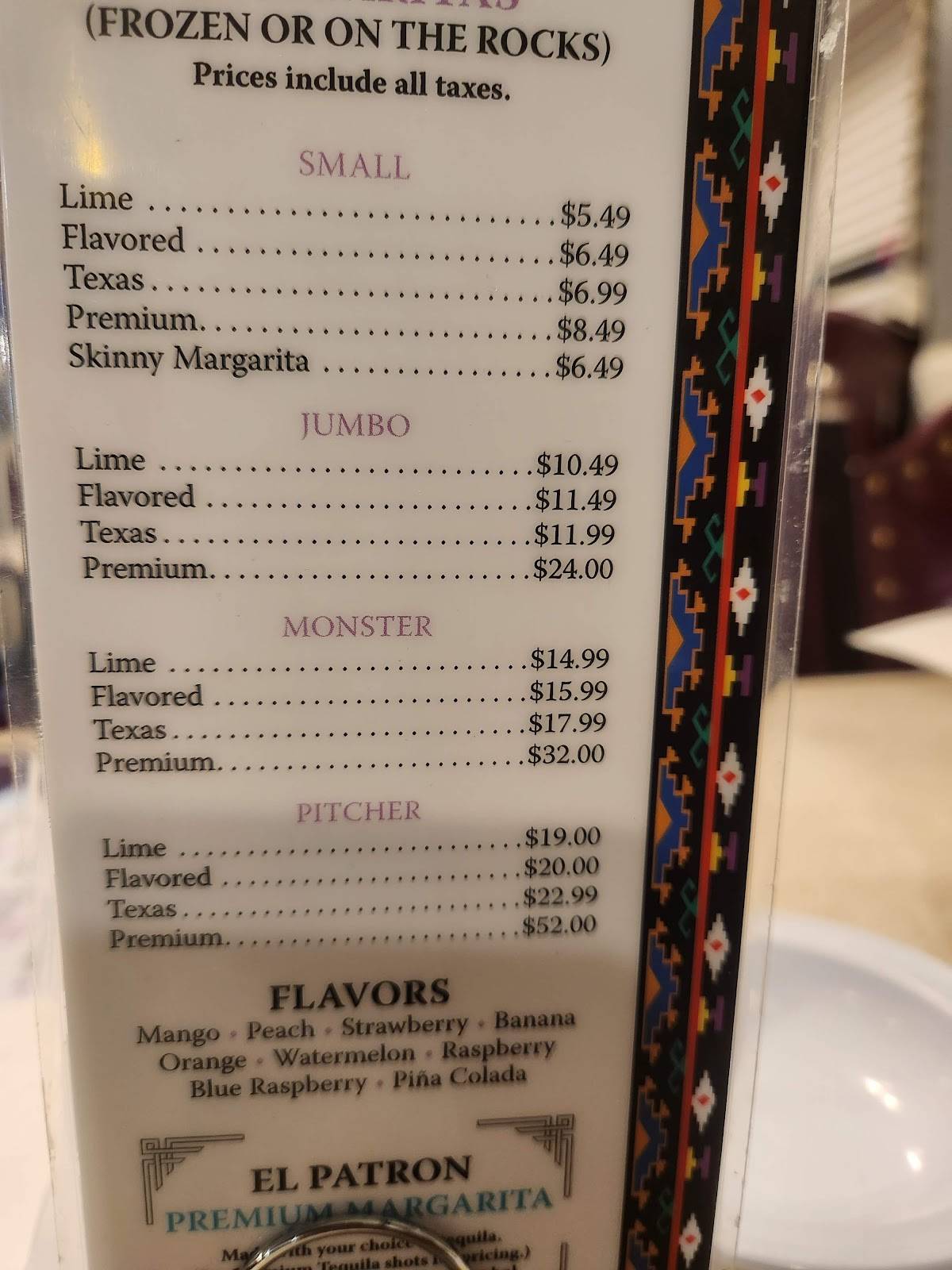 Menu at El Patron Authentic Mexican Restaurant, Bartlett, Stage Rd