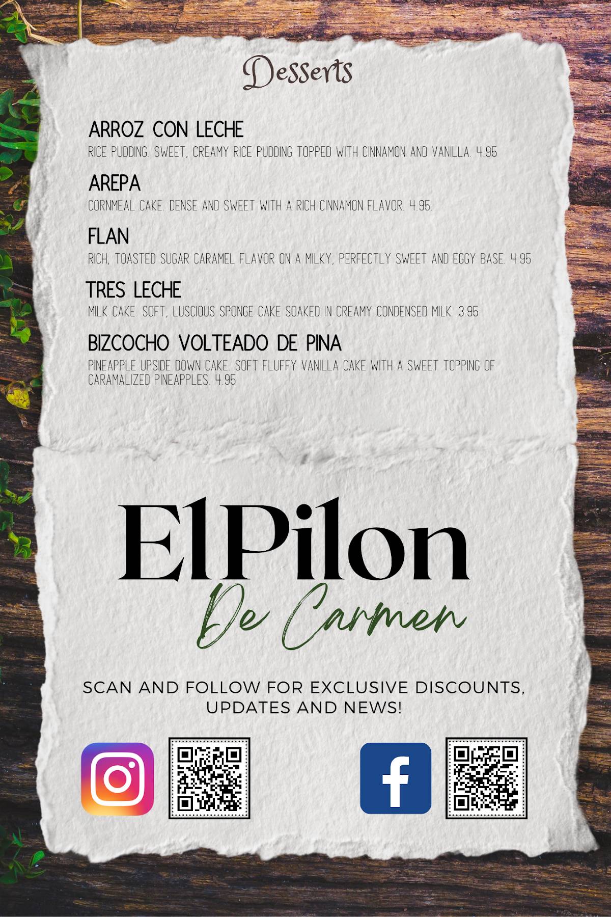 Menu at El Pilon de Carmen restaurant, Harrisburg