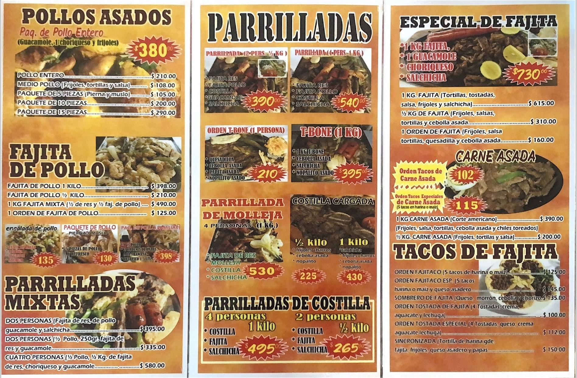 Menu at El Pollo del Taco restaurant, Río Bravo, Av Constitución 336