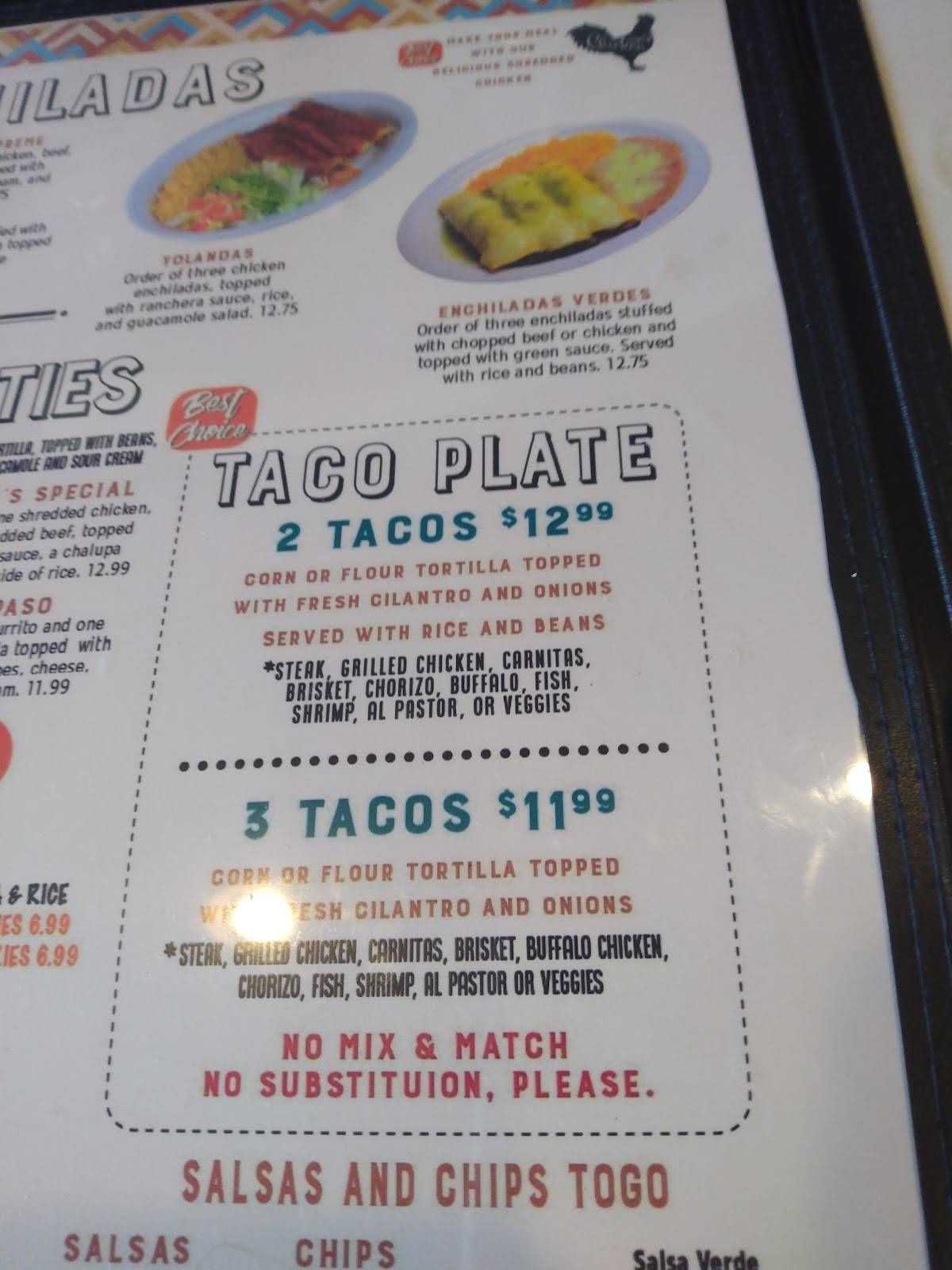 Menu at El Porton restaurant, Memphis, Poplar Ave