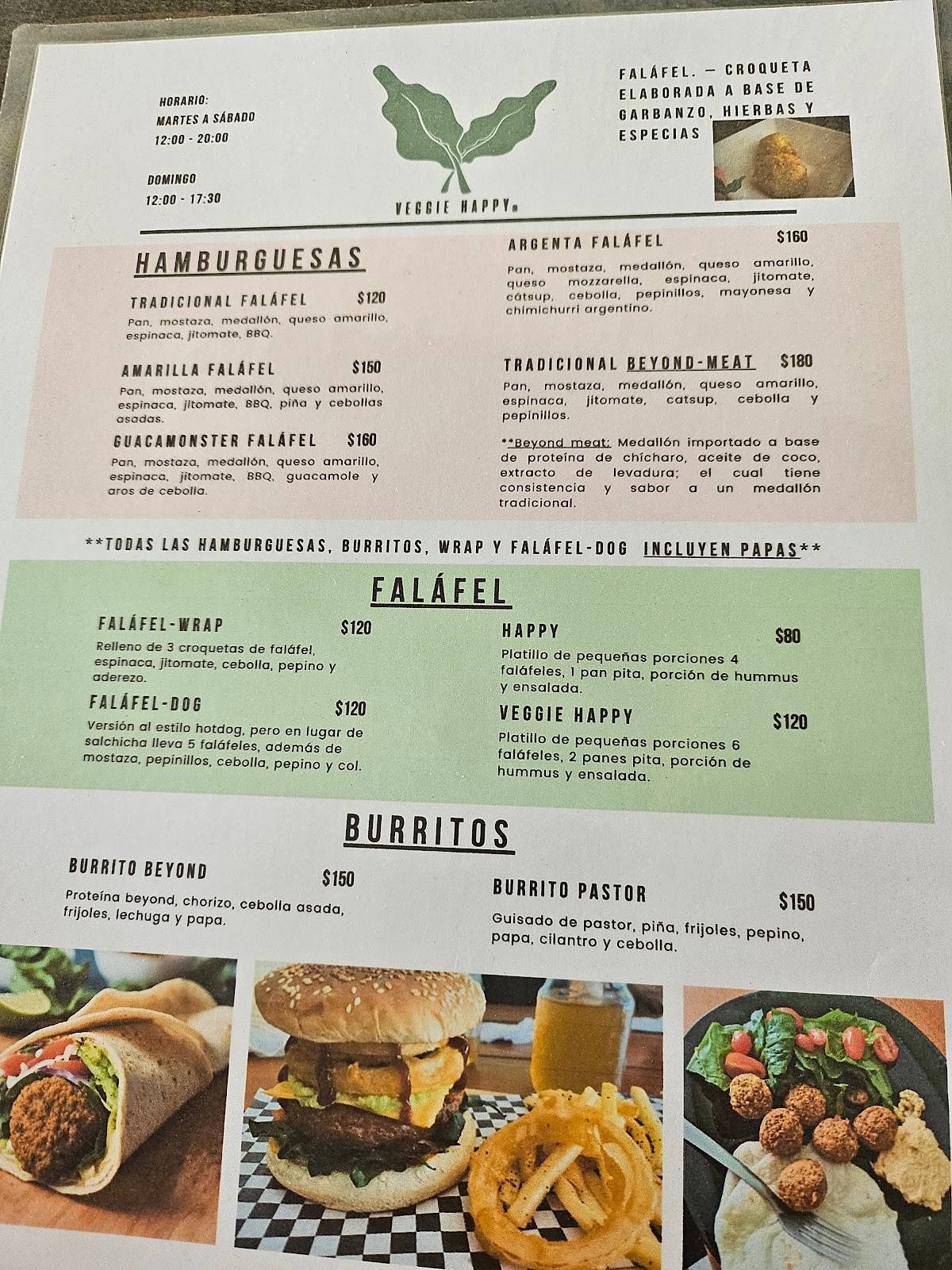 Carta del restaurante Veggie Happy, Santiago del Querétaro, Ezequiel ...