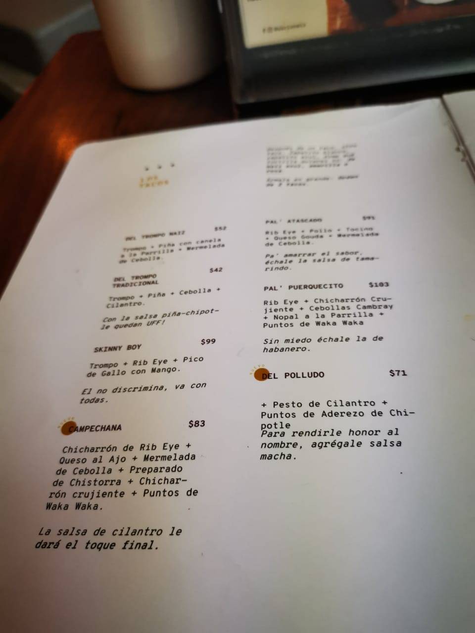 Menu at El Socio Naiz Taquería restaurant, Cancún