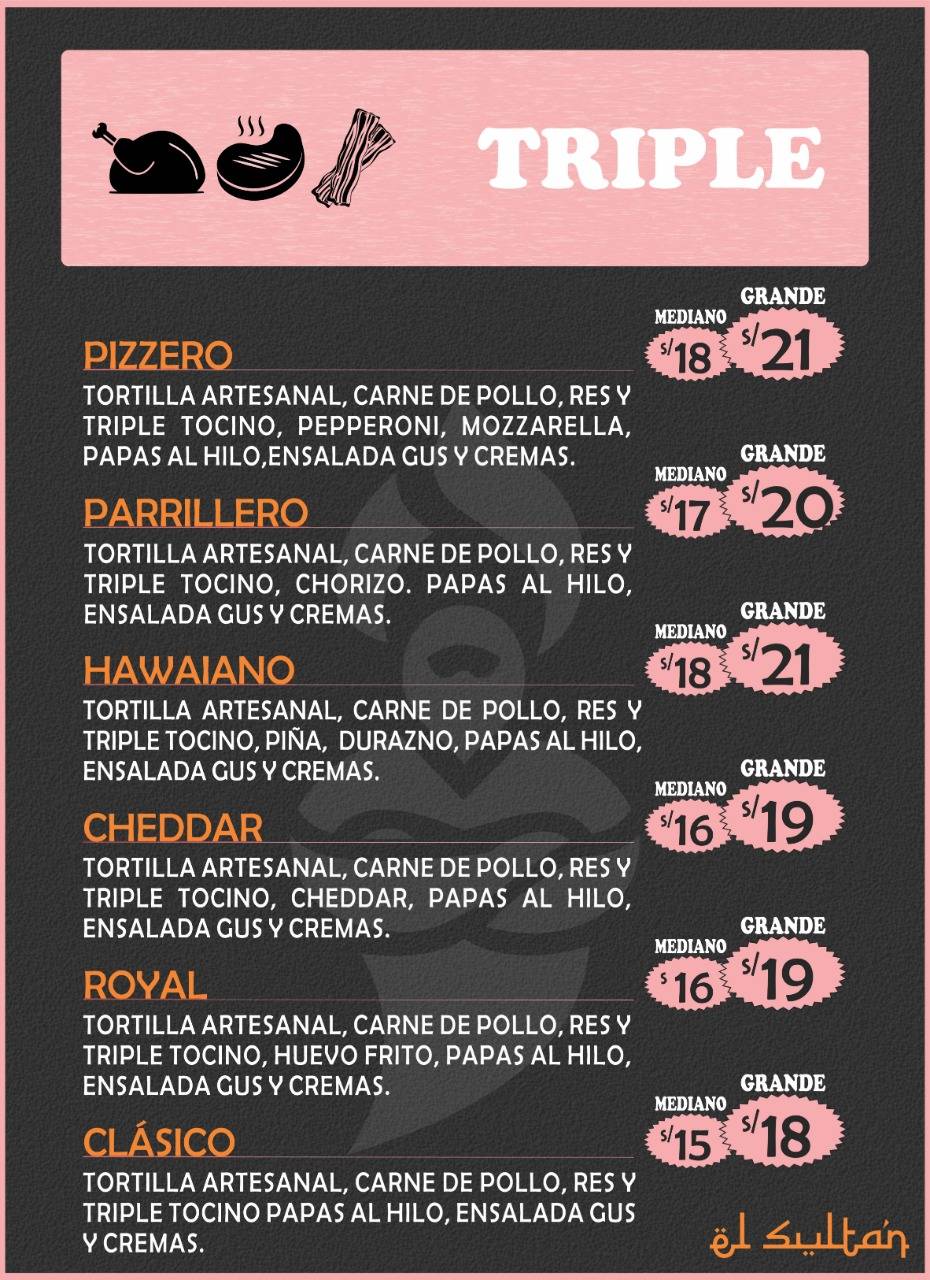 Menu at El Sultán FastFood Ayacucho restaurant, Ayacucho