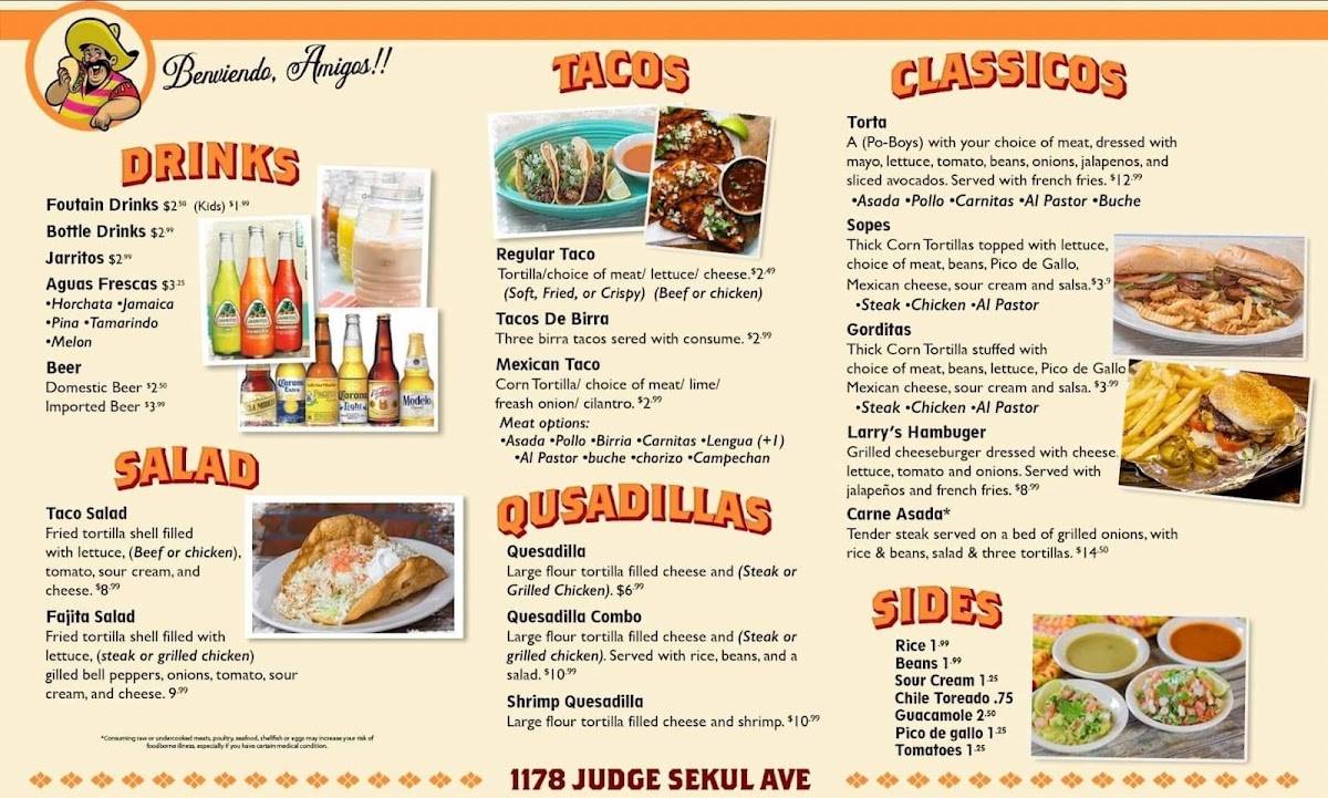 Menu at El taco Larry restaurant, Gulfport, E Pass Rd