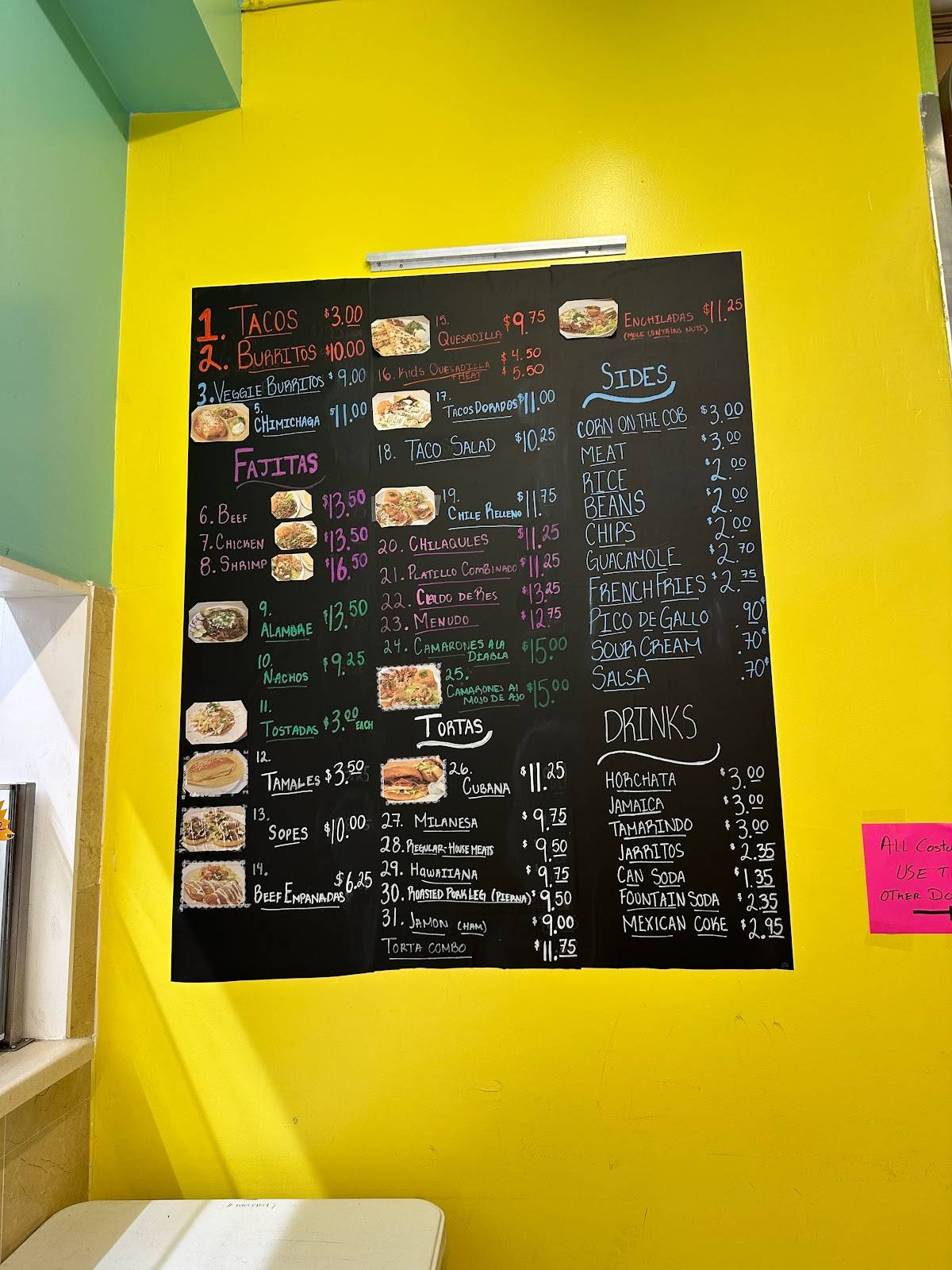 Menu at El Taco Riendo restaurant, Minneapolis, Central Ave NE
