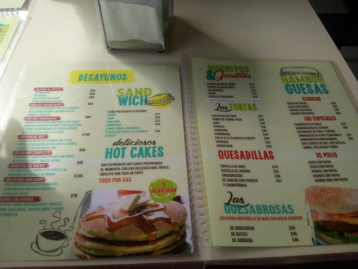 Menu at El Tazón restaurant, Tlaltenango de Sánchez Román Municipality