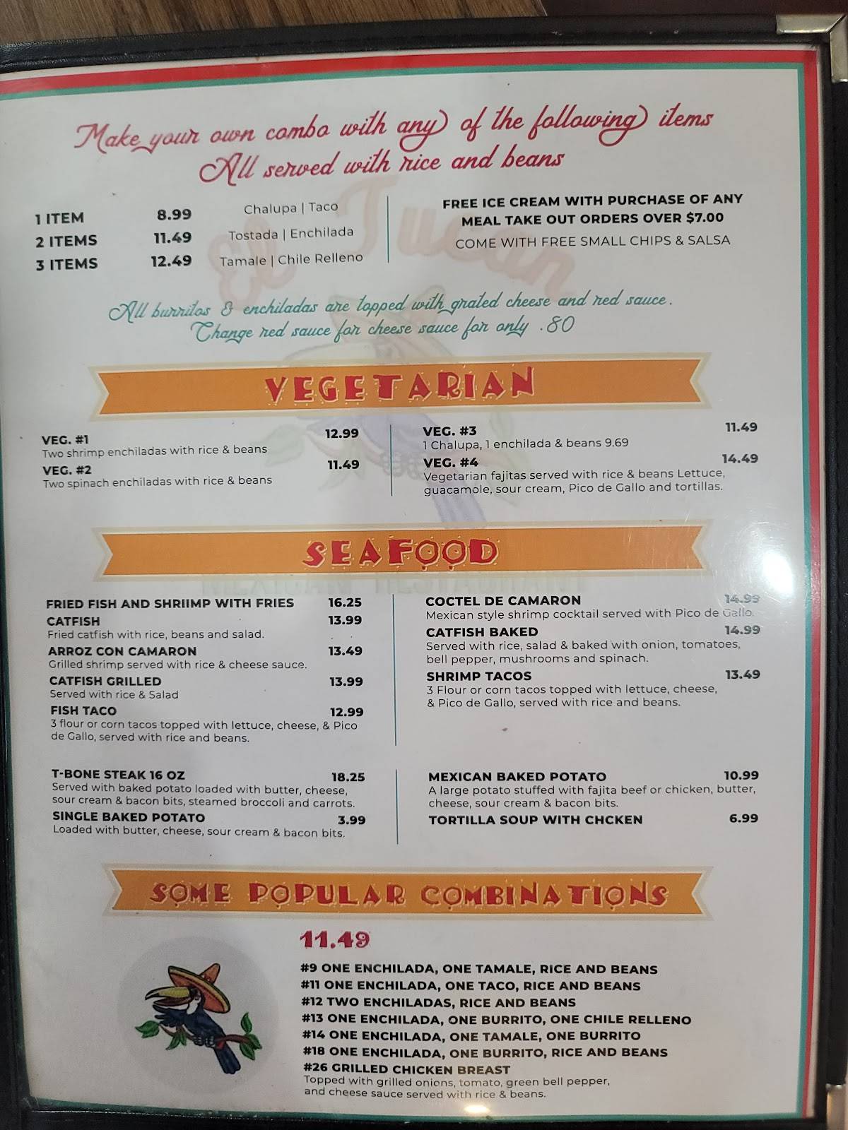 Menu at El Tucan restaurant, DeQuincy, W 4th St