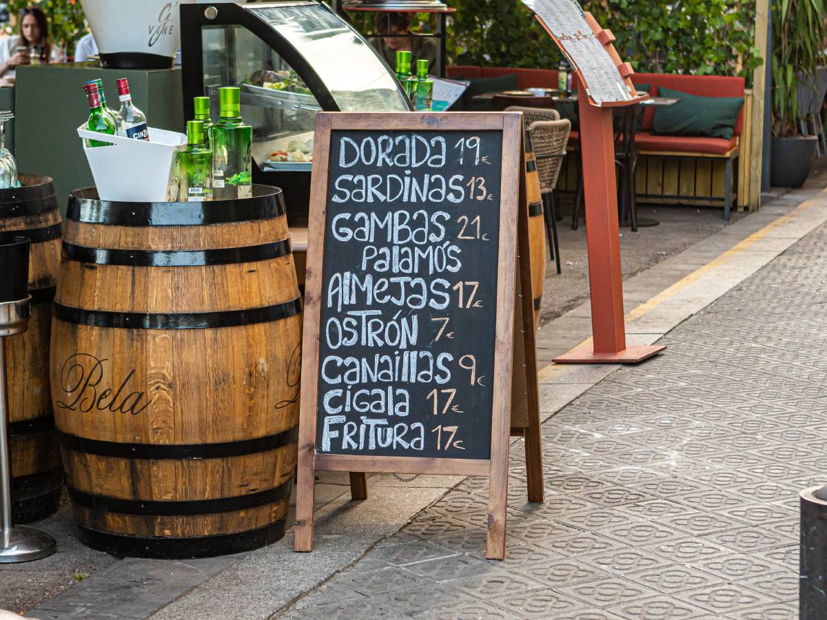 Carta del restaurante El Xulo, Barcelona