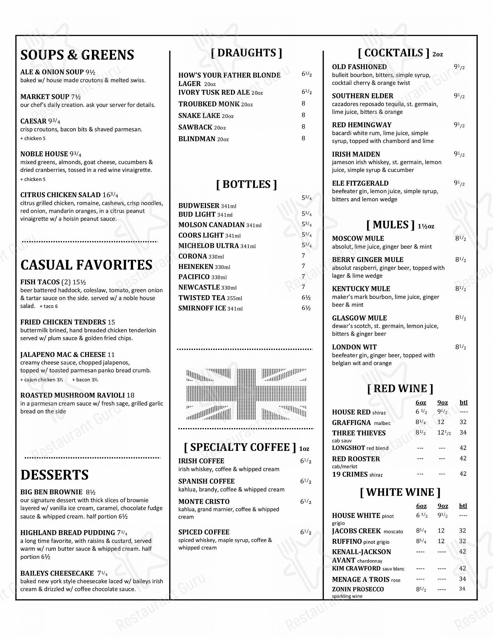 Menu au Elephant & Castle pub et bar, Red Deer, 500 Timberlands Dr #110