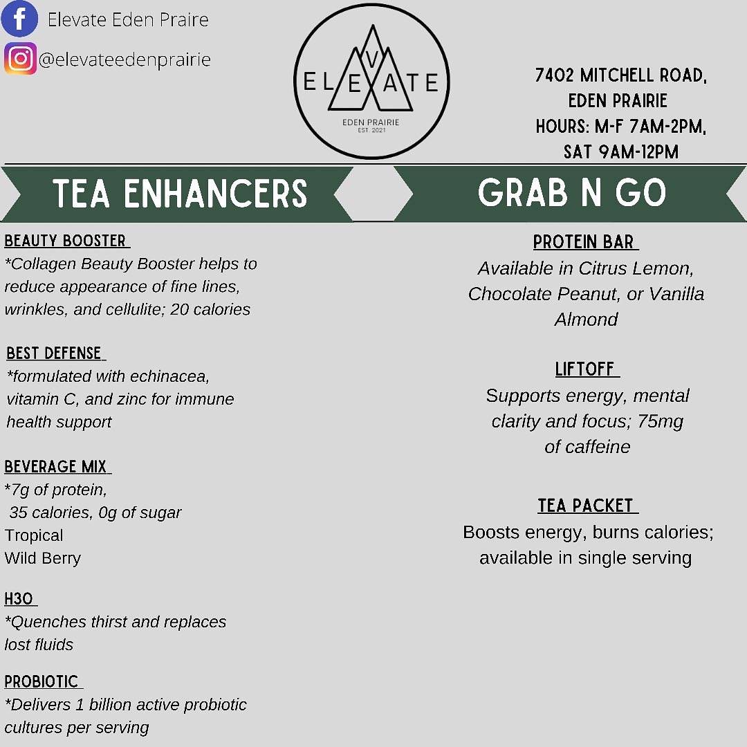 Menu at Herbalife Elevate Eden Prairie Nutrition restaurant, Eden Prairie