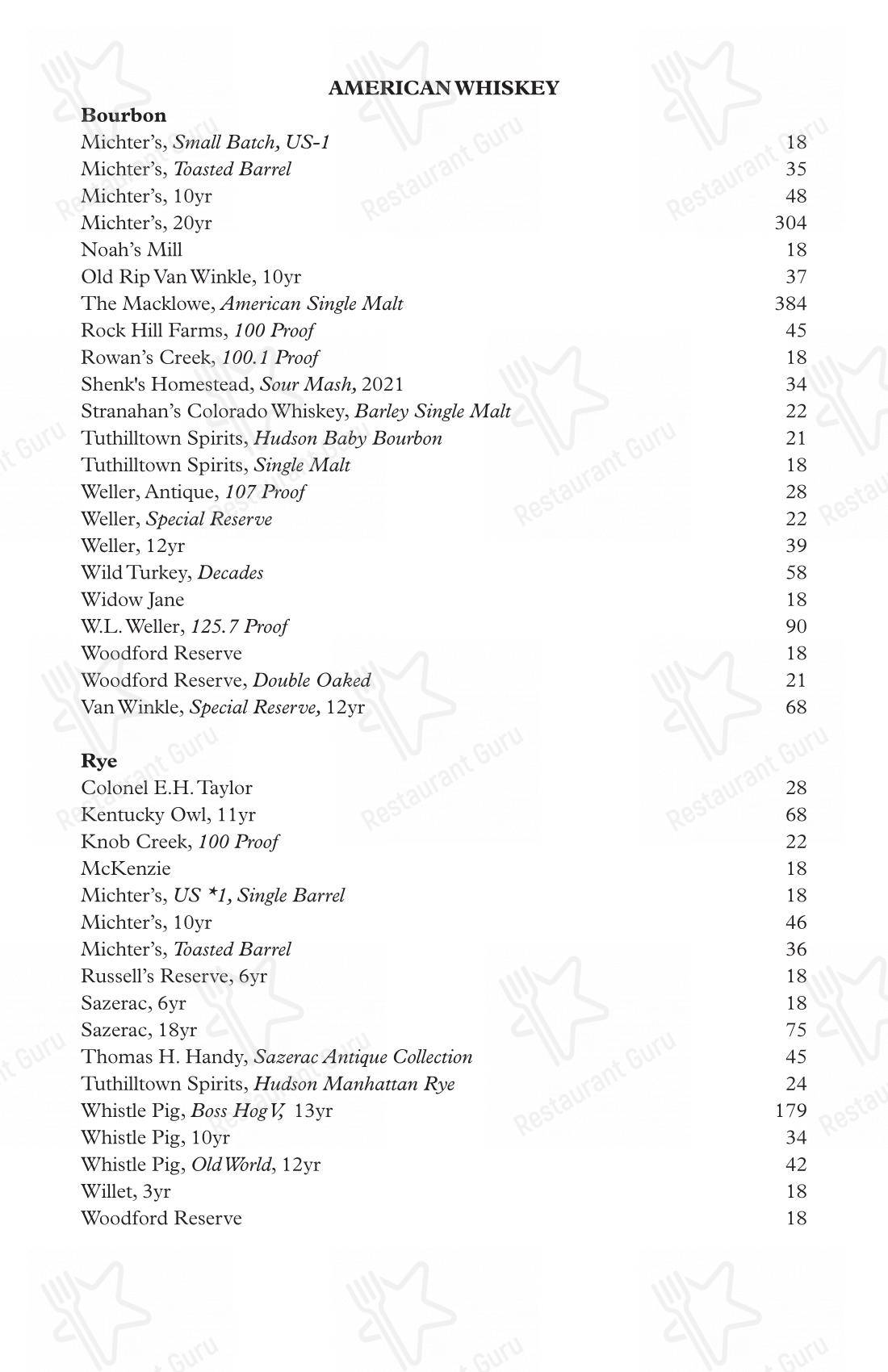 Menu at Eleven Madison Park pub & bar, New York City, 11 Madison Ave