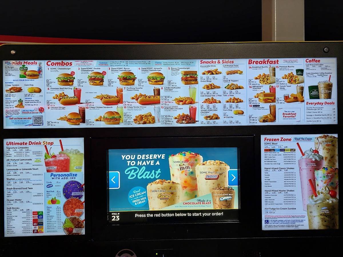 Menu at Sonic Drive-In fast food, Elsa