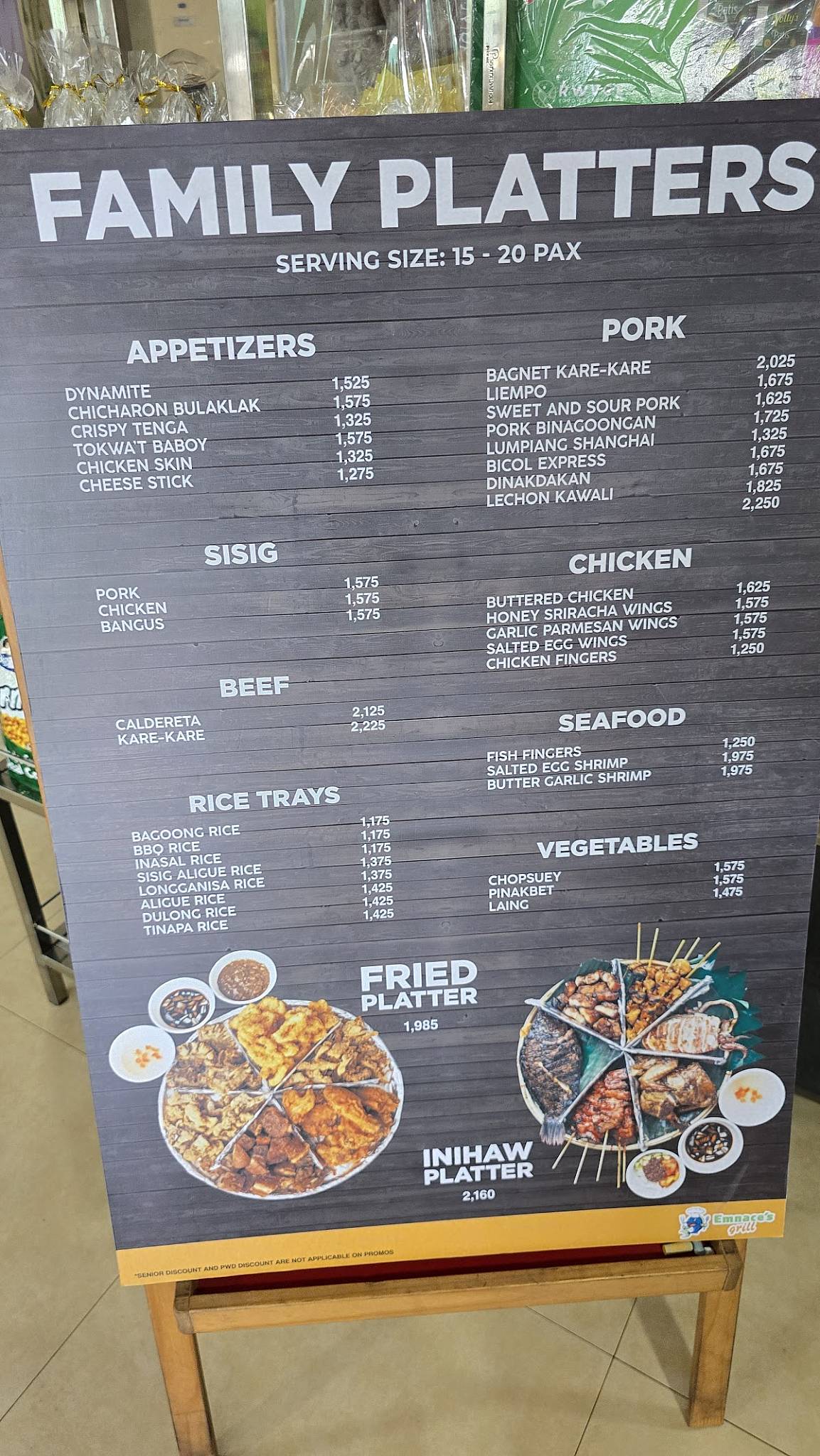 Carta del restaurante Emnace's Grill, Ciudad Quezon, 181 Congressional Ave