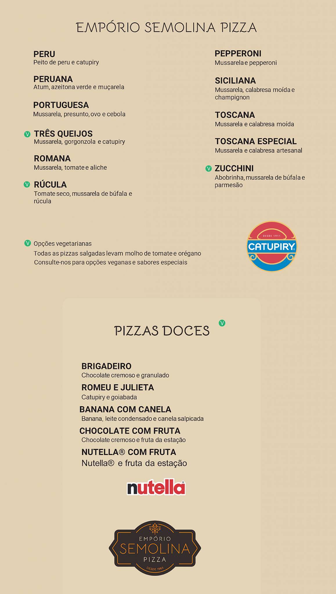 Menu em Empório Semolina Pizza pizzaria, Brasil, Ruaminas Gerais